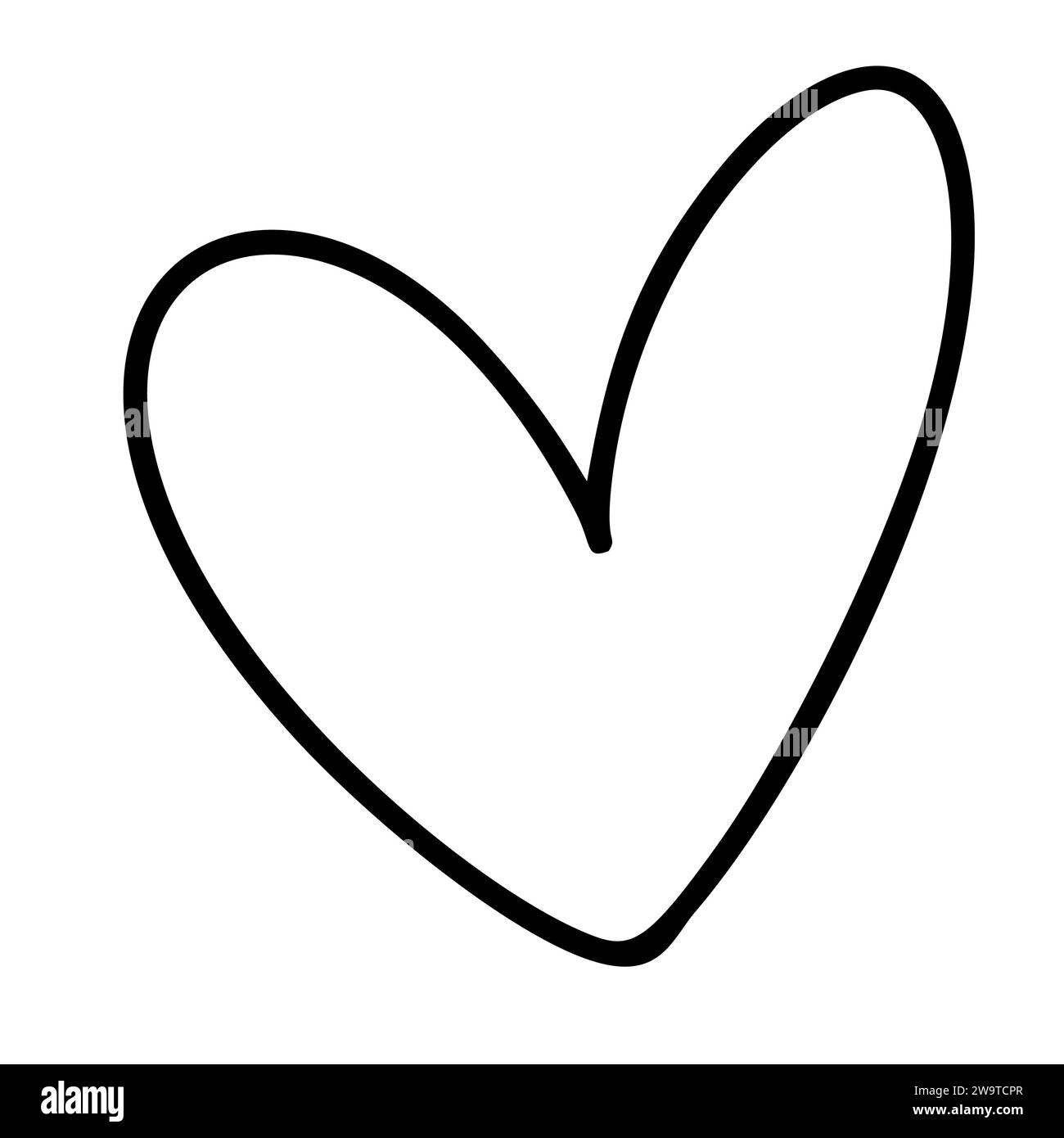Hand drawn love heart vector logo line illustration. Black outline ...