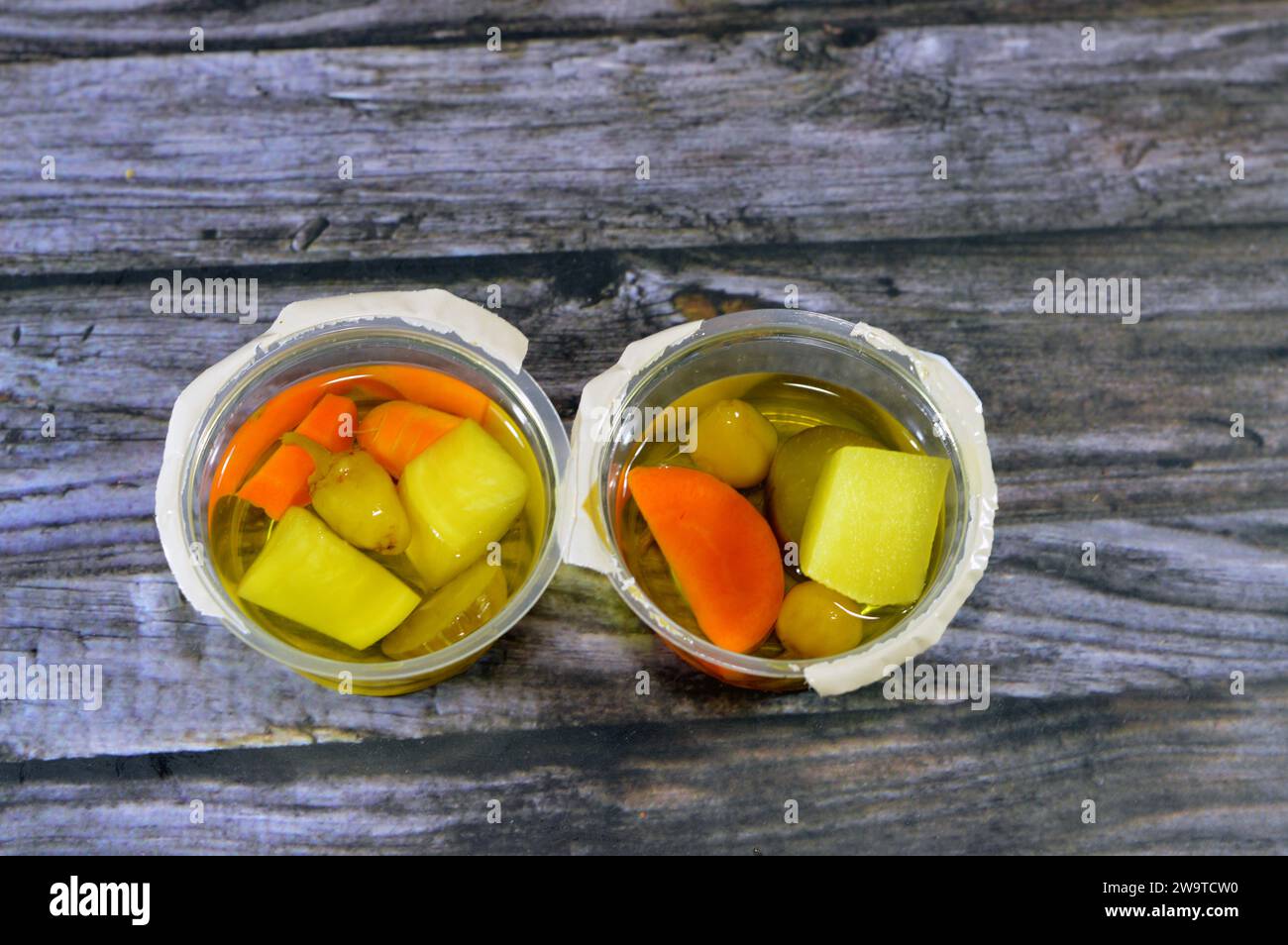 Arabian pickles, marinated preserved pickled vegetables of chili ...