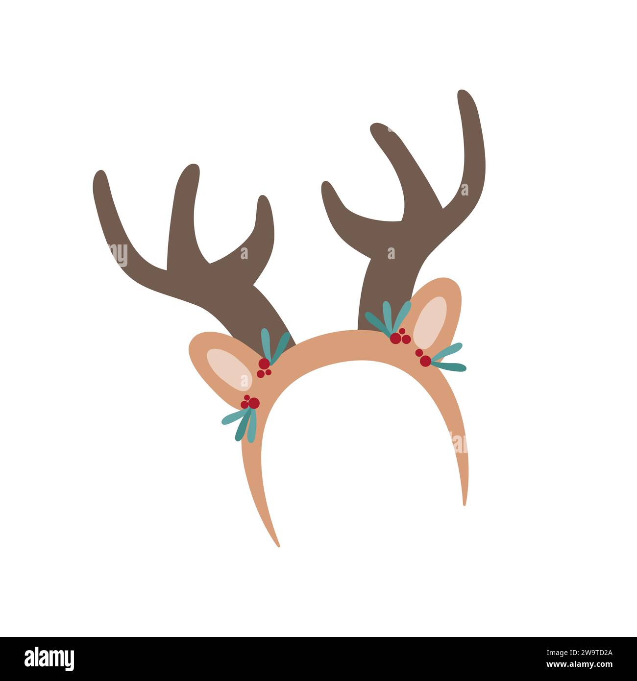 Reindeer Christmas hat. Festive xmas mask, traditional costume flat ...