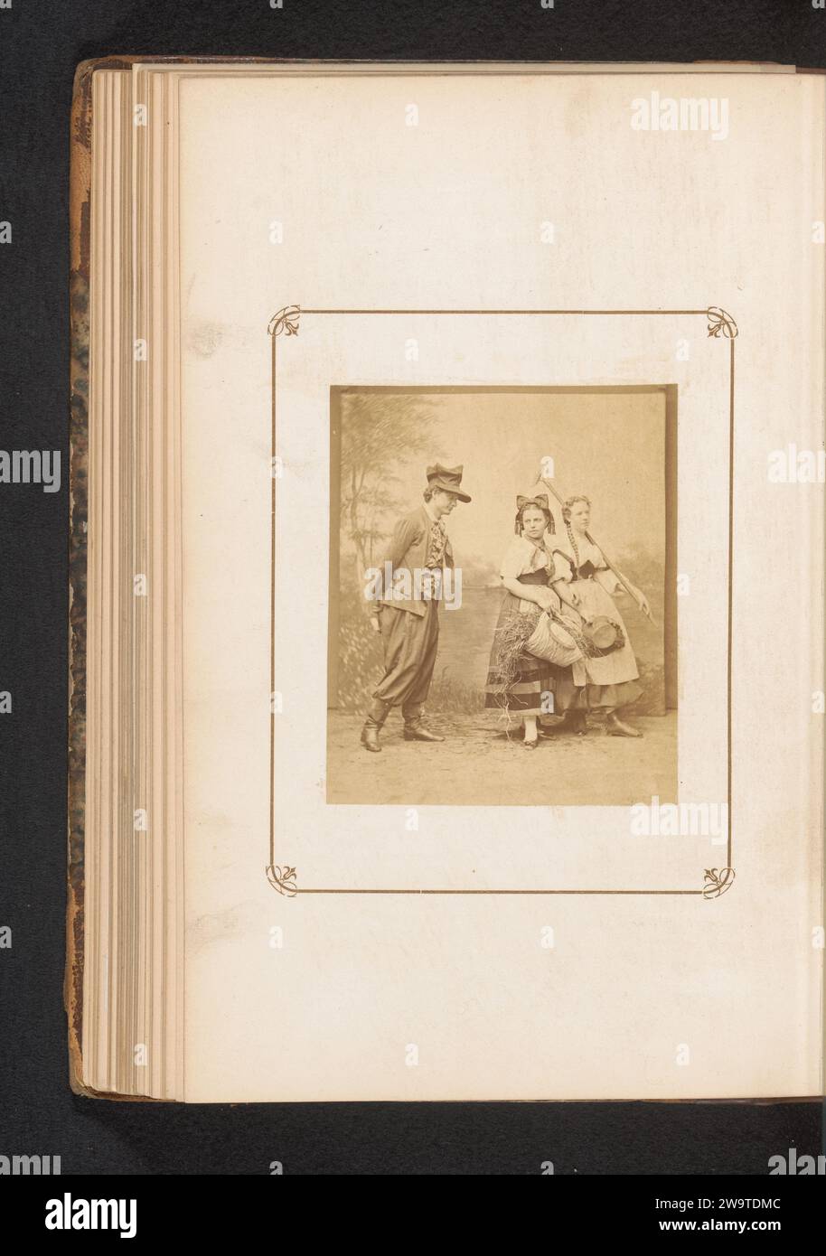 Portrait of an unknown young man and two unknown young women, for a ...