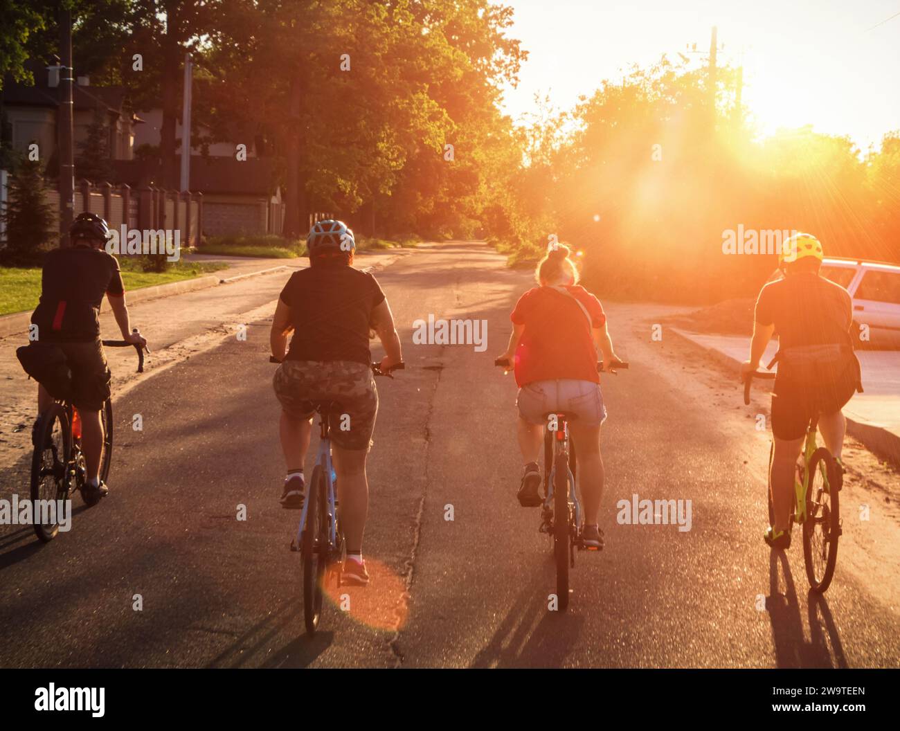 Fitness group people on bicycle hi-res stock photography and images - Alamy