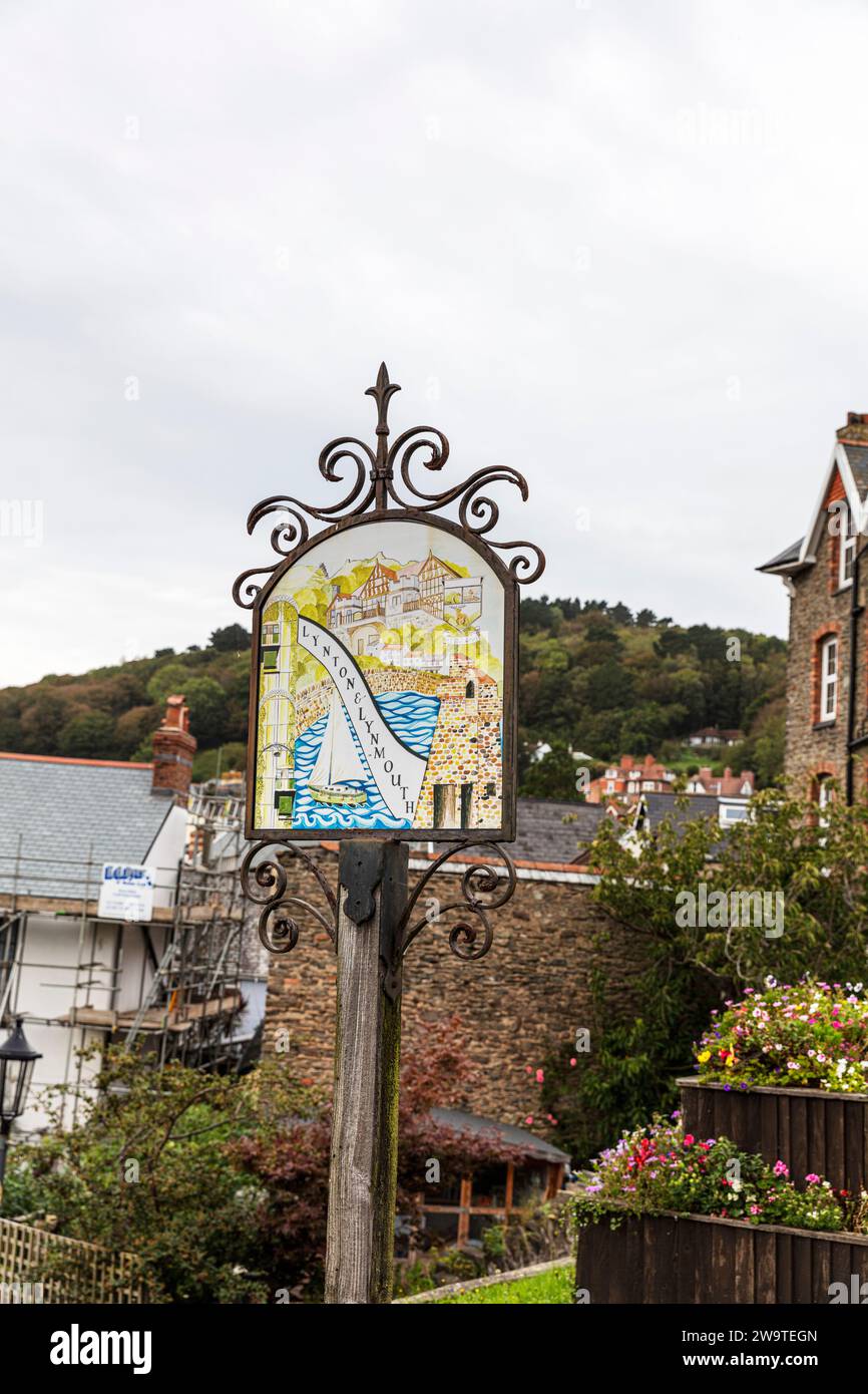 Lynton & Lynmouth sign, Lynton And Lynmouth Devon, UK, England, Lynton ...