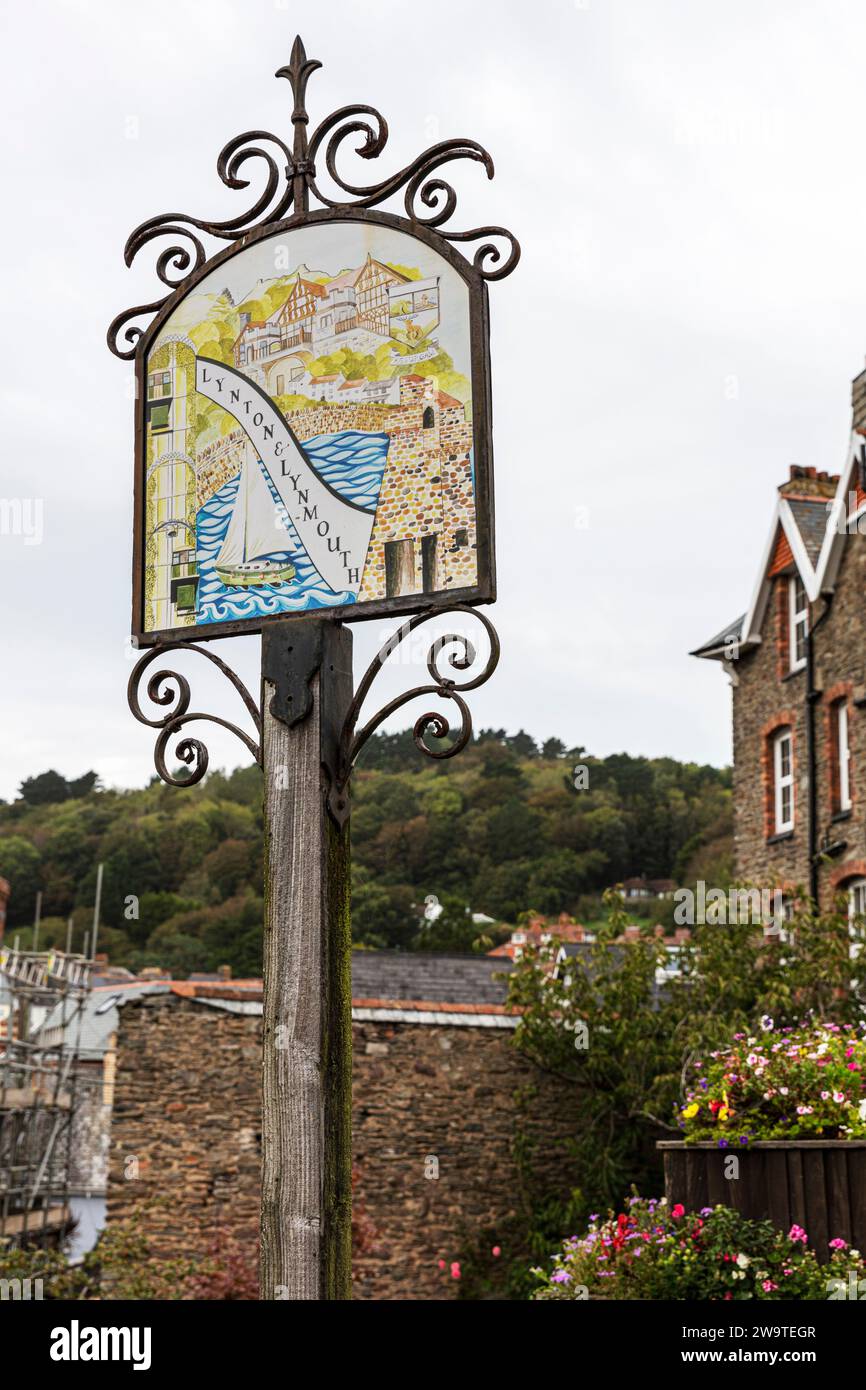 Lynton & Lynmouth sign, Lynton And Lynmouth Devon, UK, England, Lynton ...
