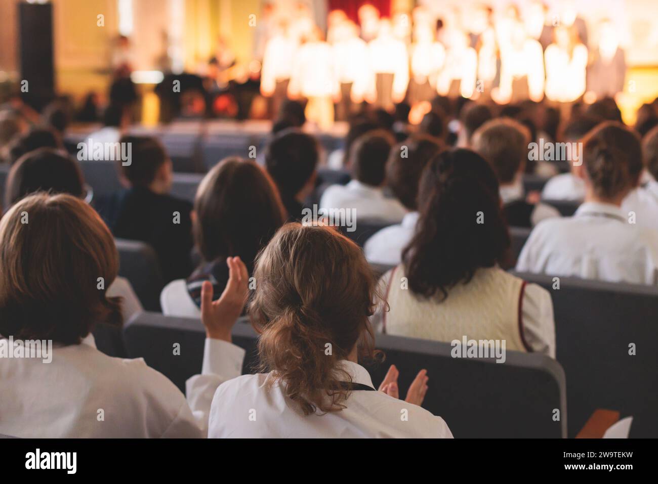 Boy in school hall auditorium hi-res stock photography and images - Alamy
