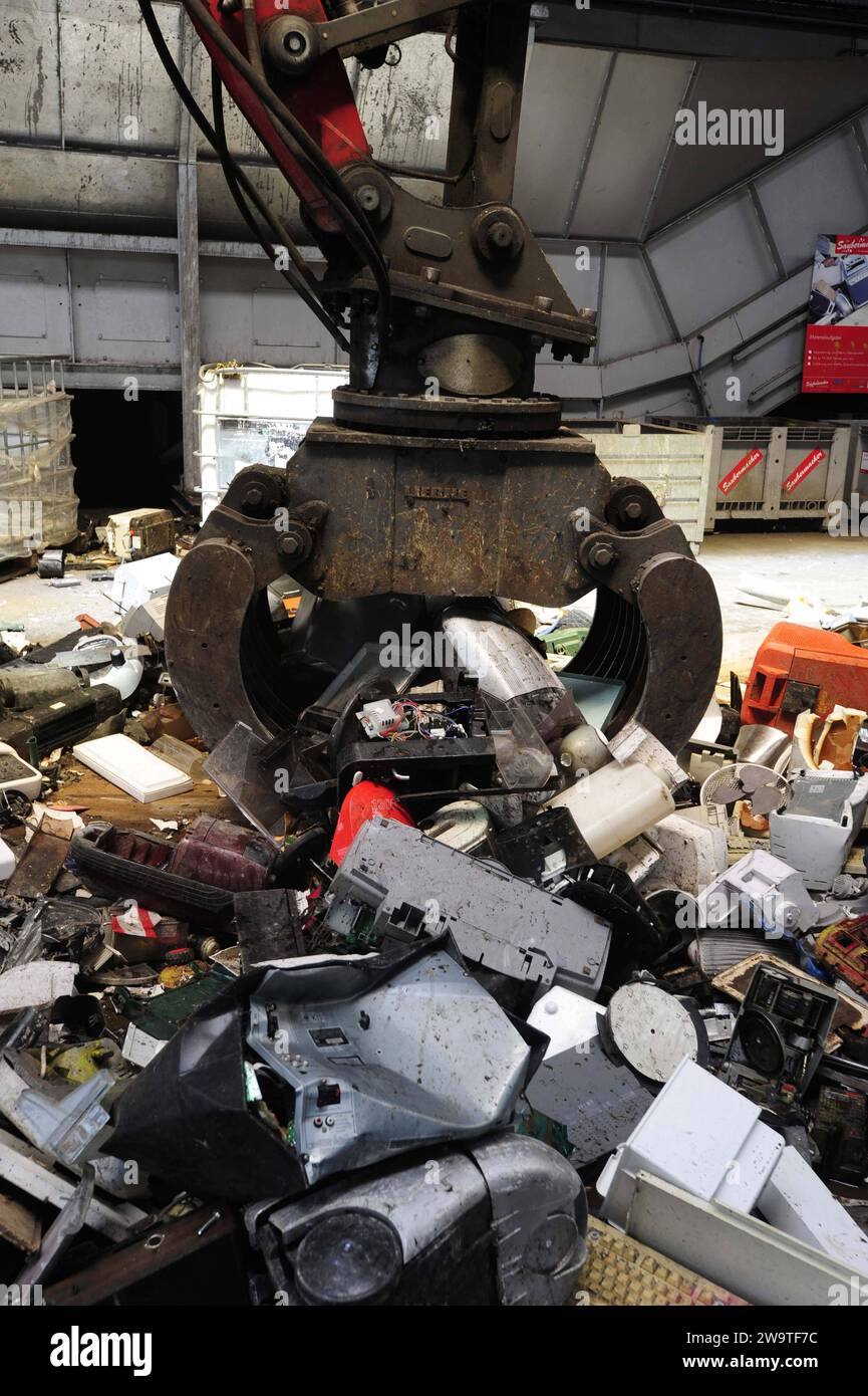 disposal of electronic waste or e-waste, waste and garbage collection ...