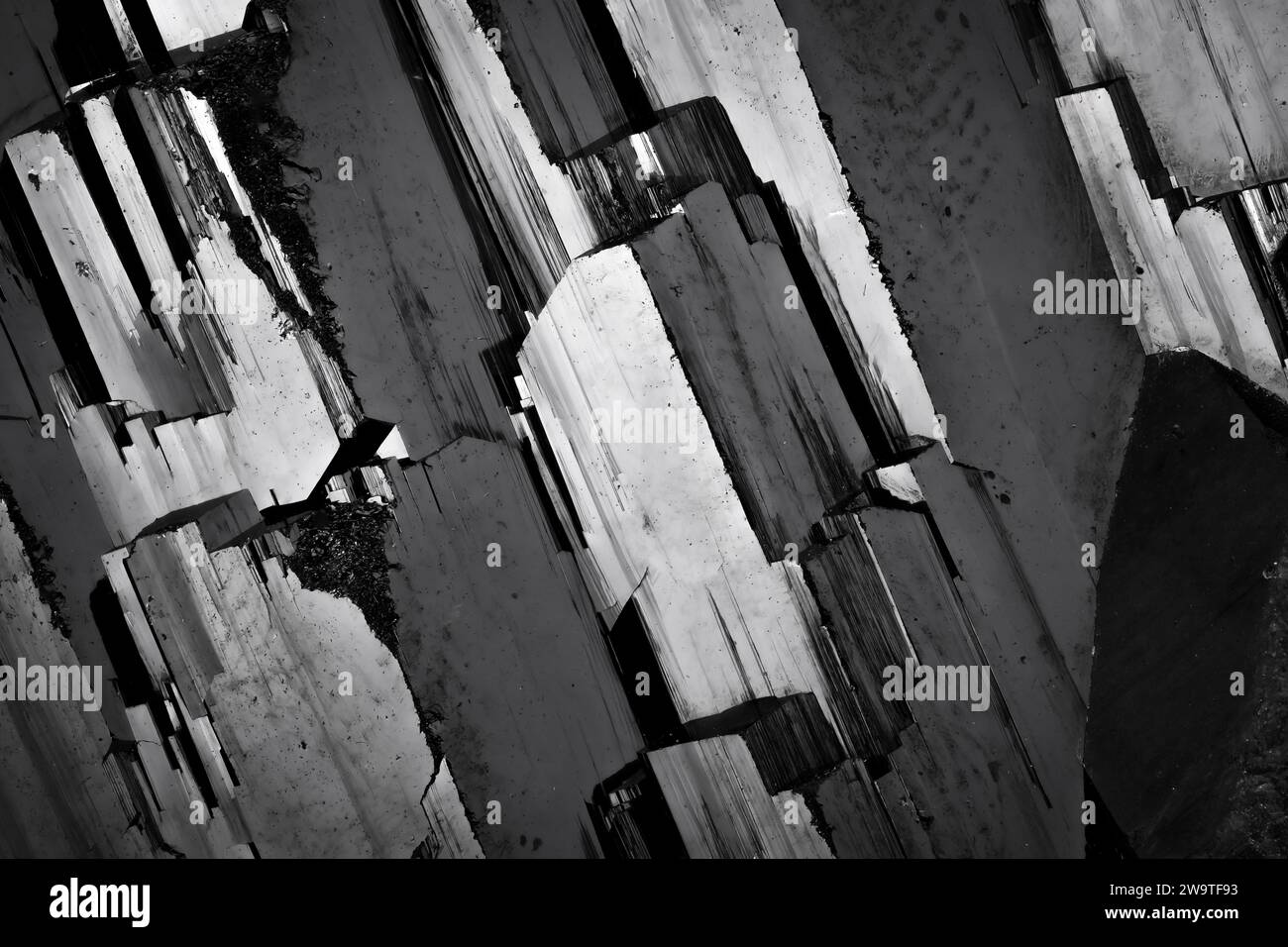Schorl (black tourmaline) crystal structure. macro detail texture ...