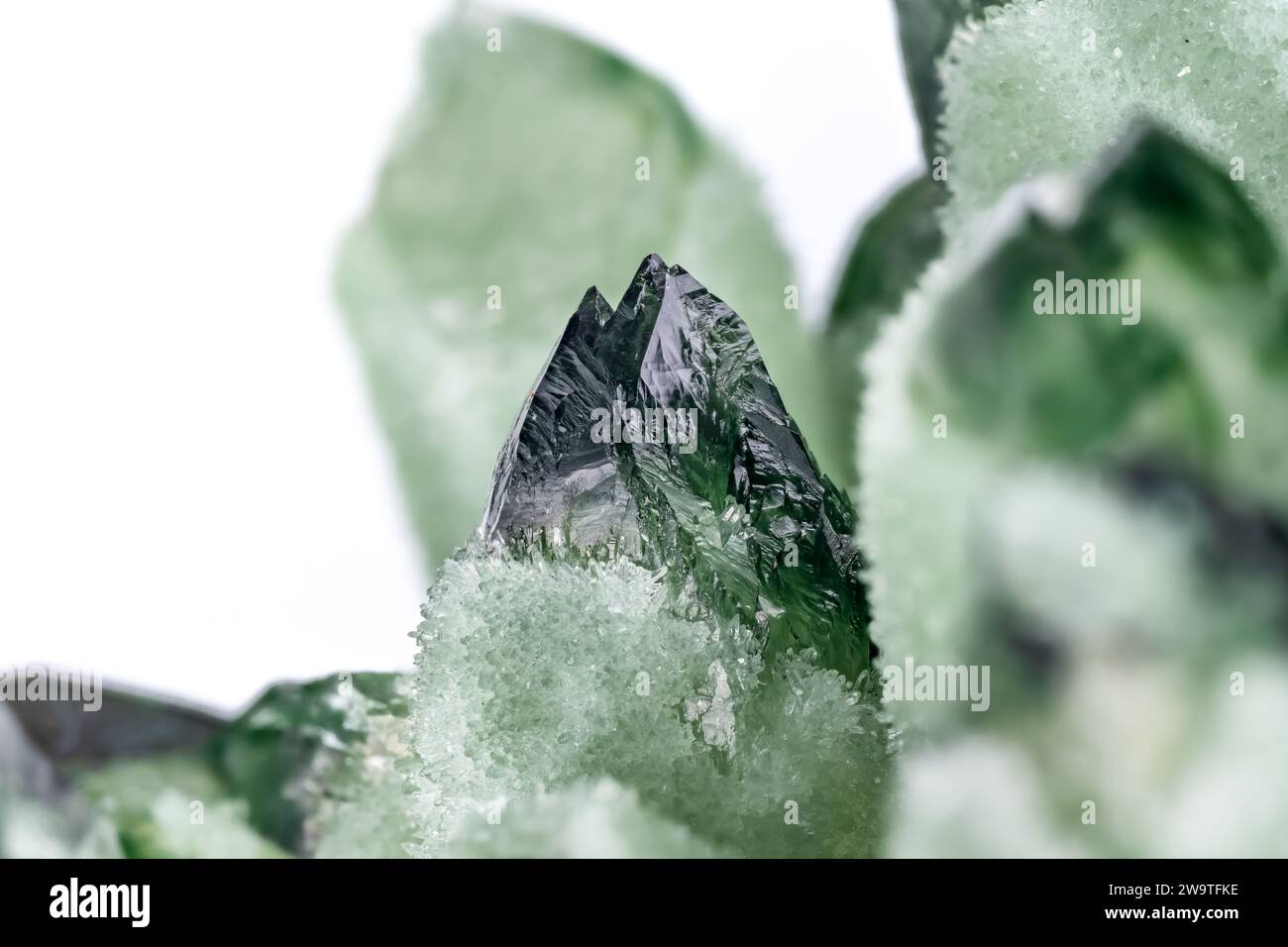 artificial green lab grown quartz. macro detail texture background ...