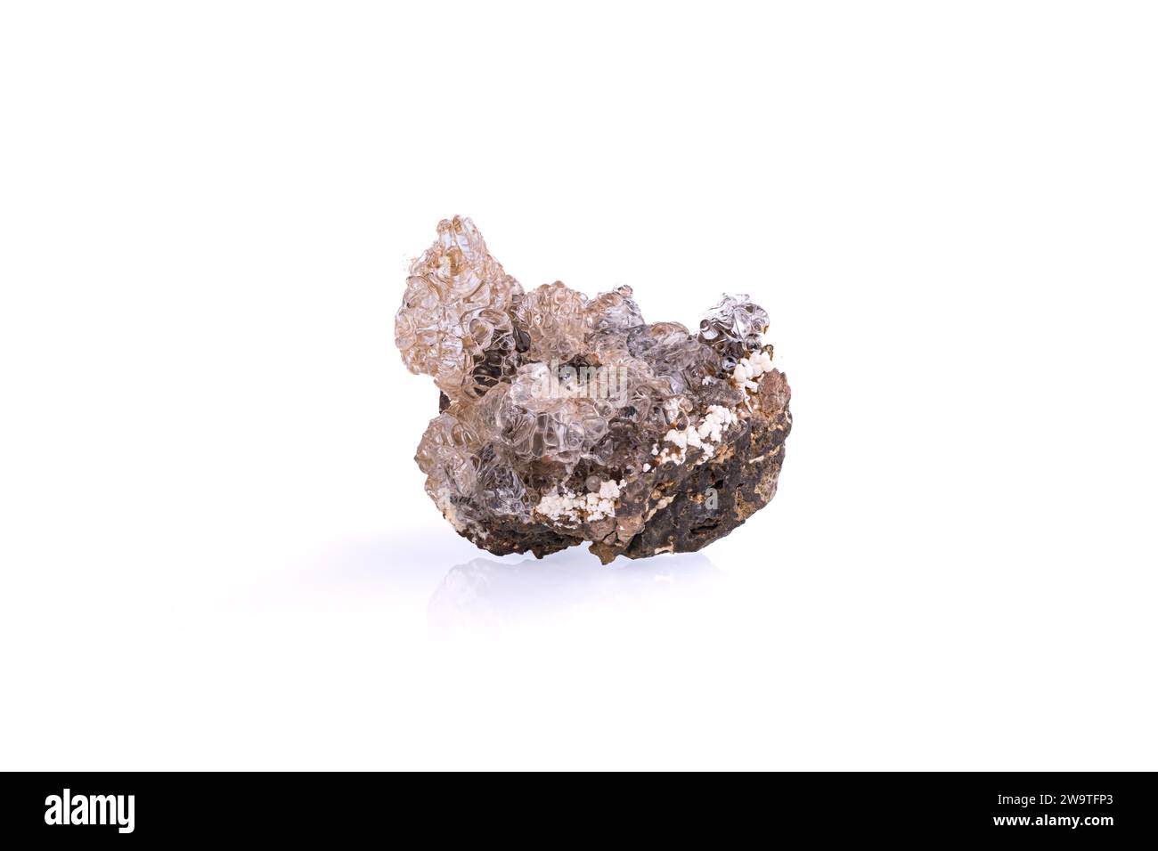 Hyalite opal isolated on white blackground. macro detail background ...