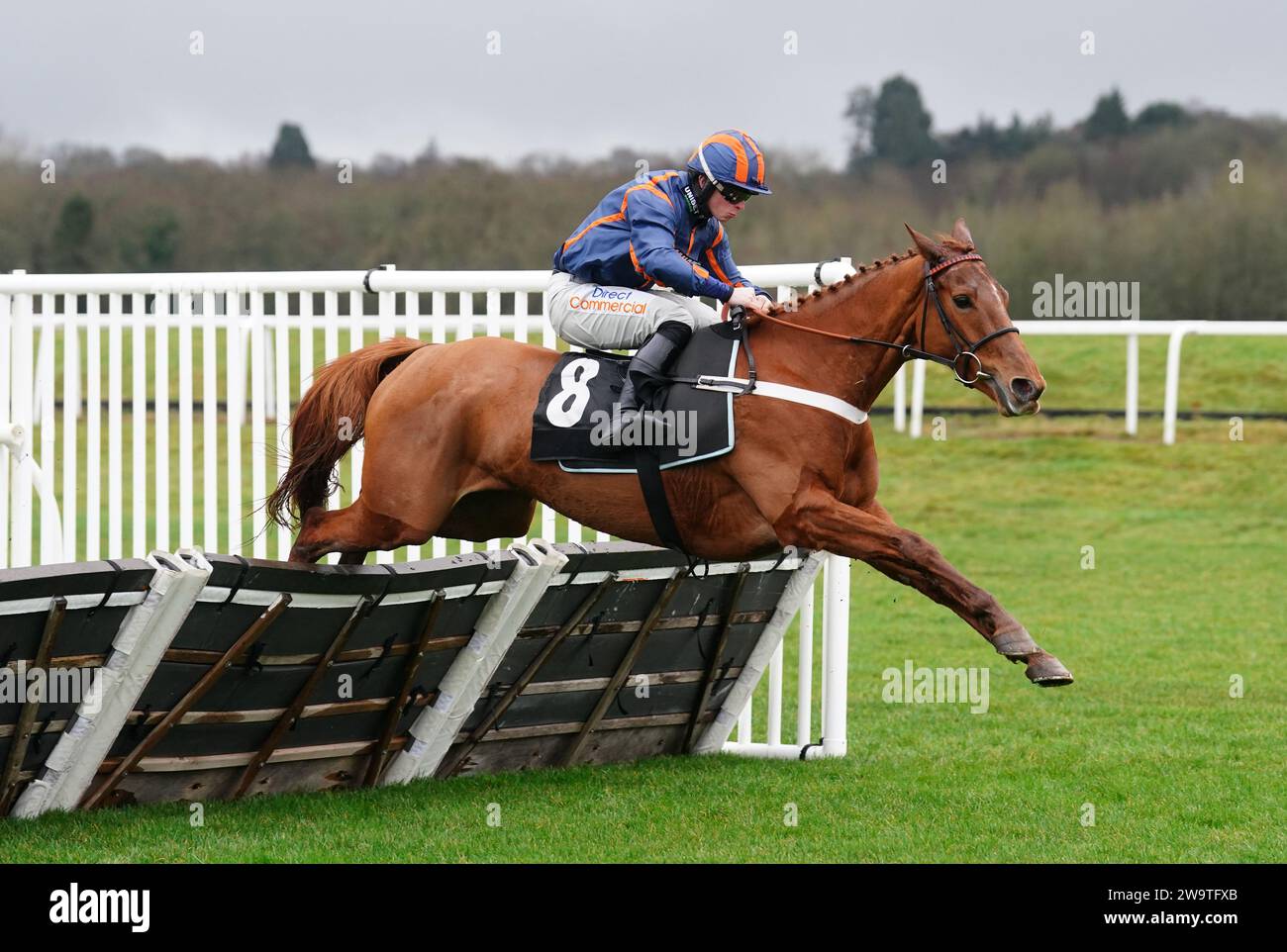 Spring Note ridden by James Bowen clears a fence before going on to win ...