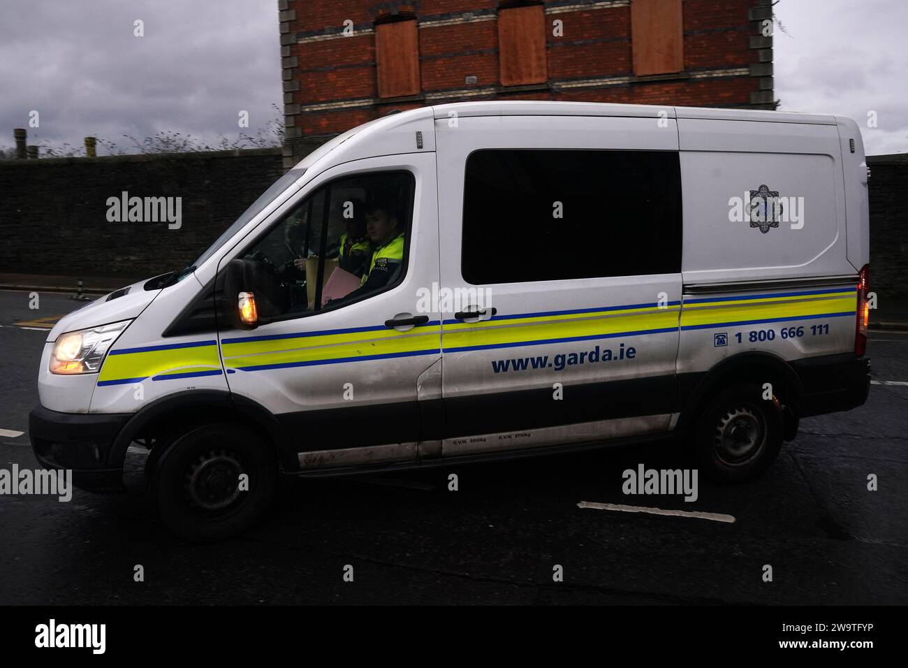 A general view of a Garda van arriving at the Criminal Courts of ...