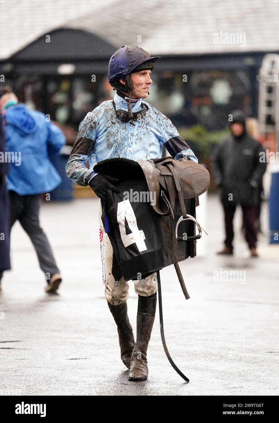 Jockey Harry Cobden after the first race at Newbury Racecourse ...