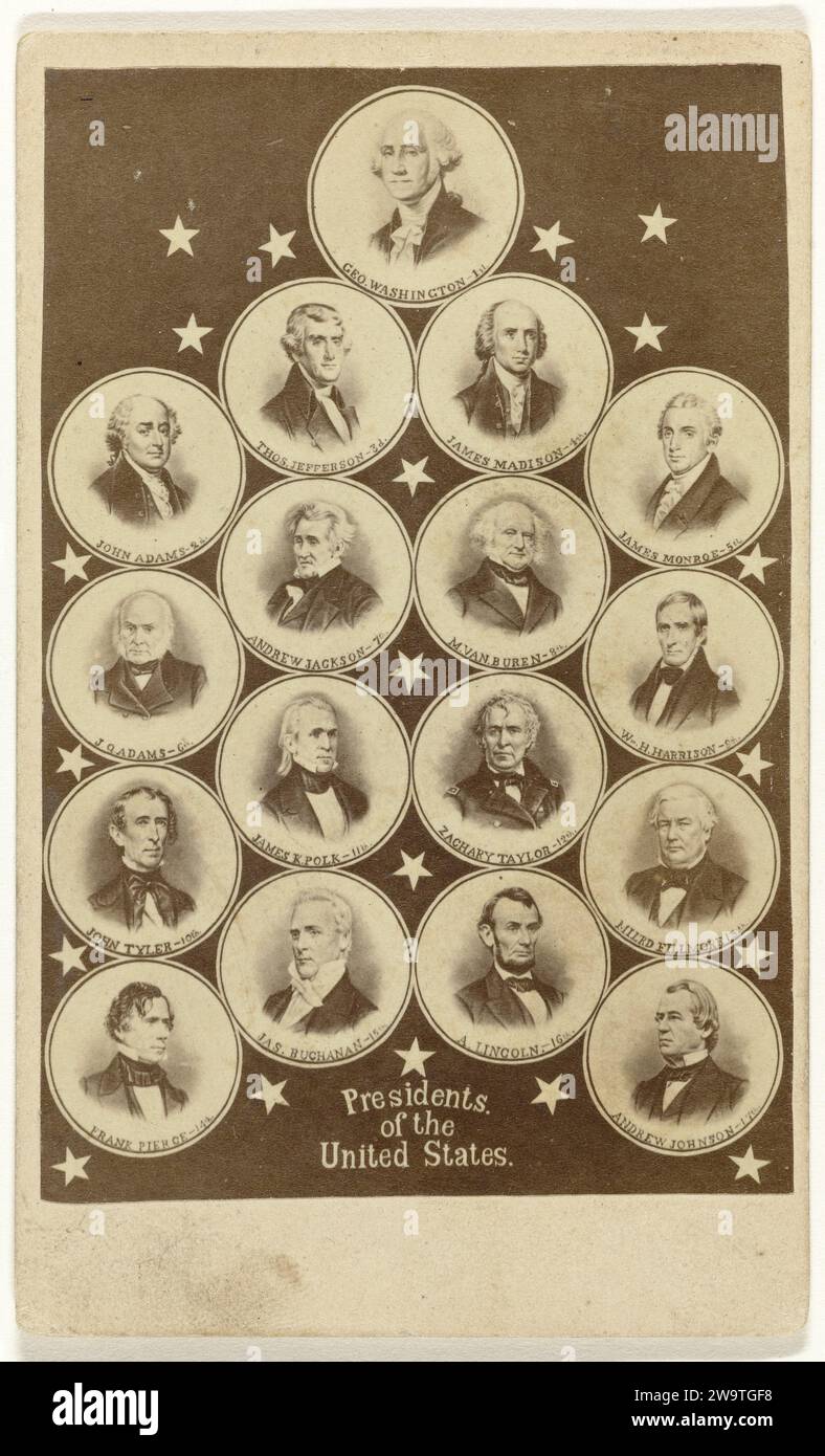 Composition of portraits of 17 American presidents, from George ...