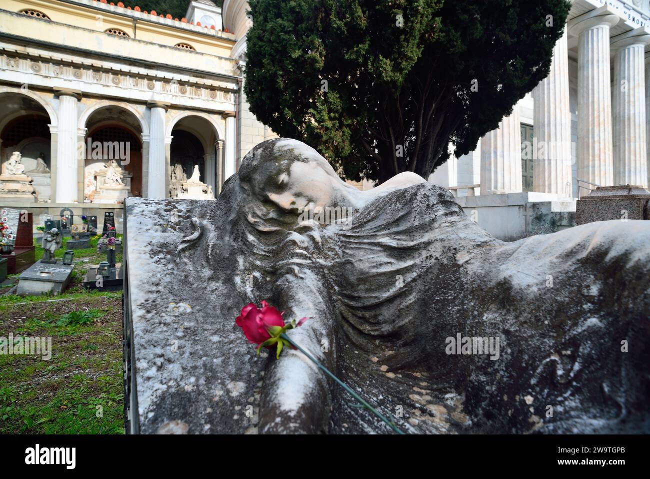 Cenoa, Italy. Staglieno Monumental Cemetery. Molinari tomb. Sculpture ...