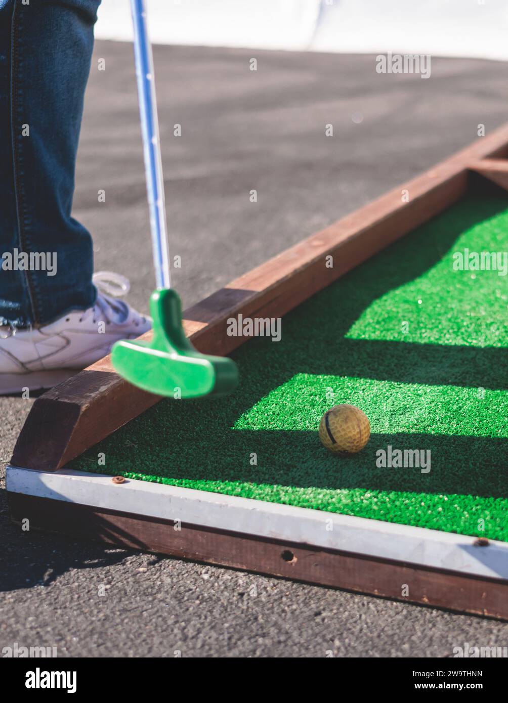 Mini golf course, process of playing miniature golf on a green ...