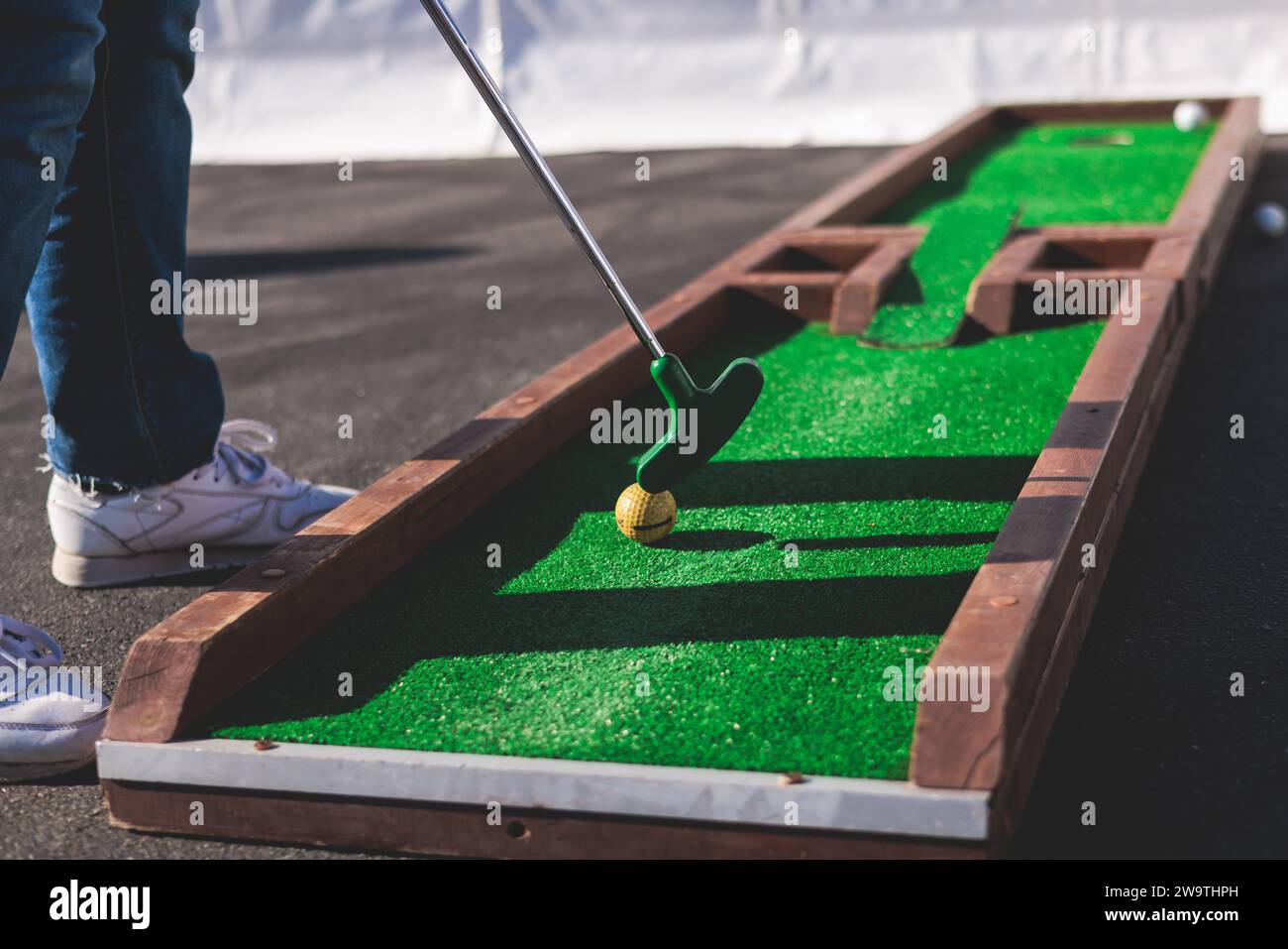 Mini golf course, process of playing miniature golf on a green ...