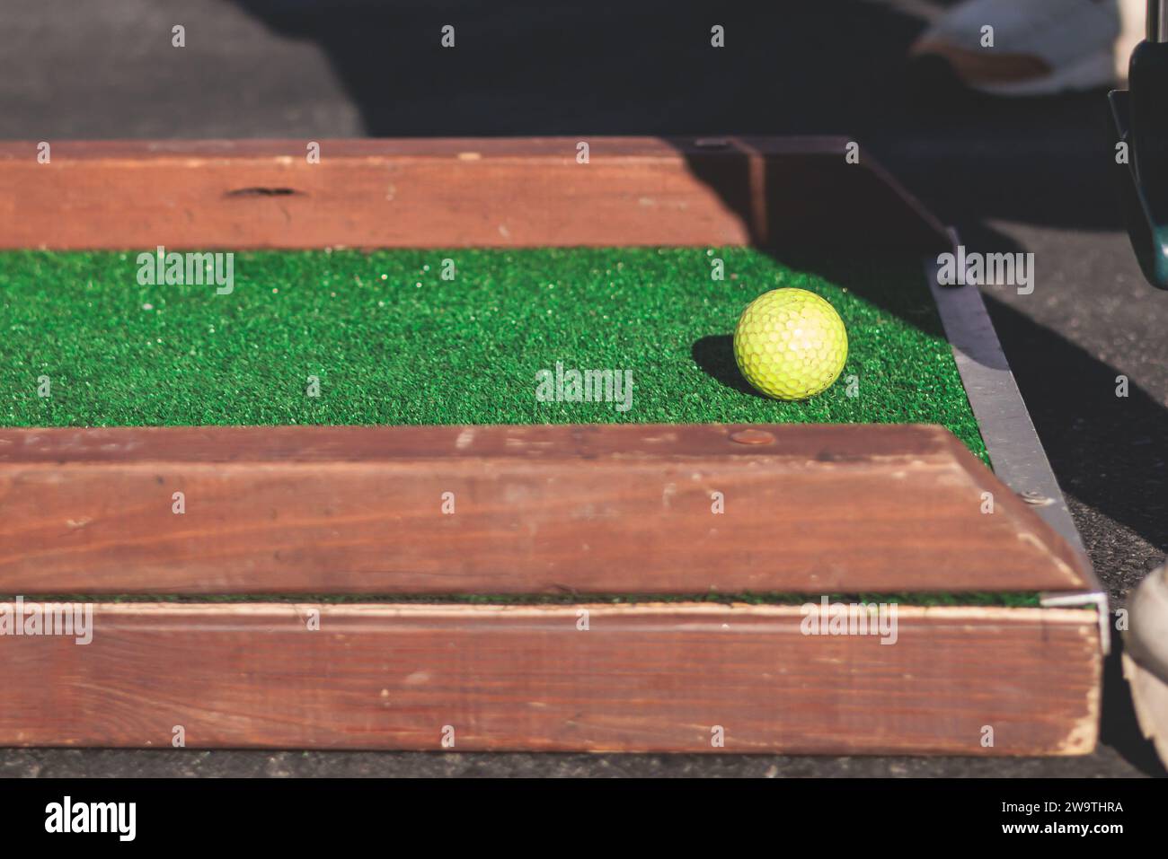 Mini golf course, process of playing miniature golf on a green ...