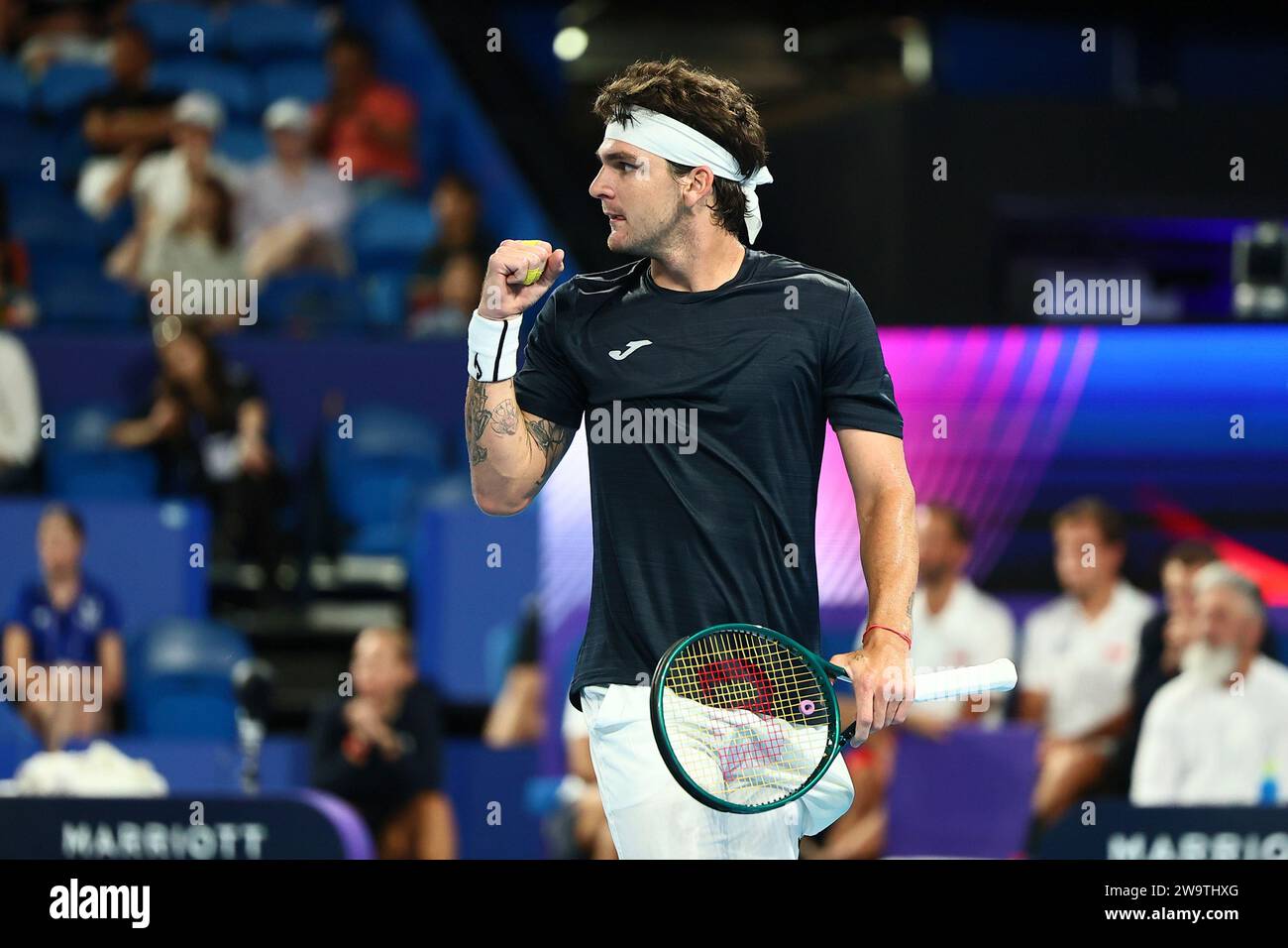 Thiago Seyboth Wild of Brazil reacts after winning a crucial point from ...