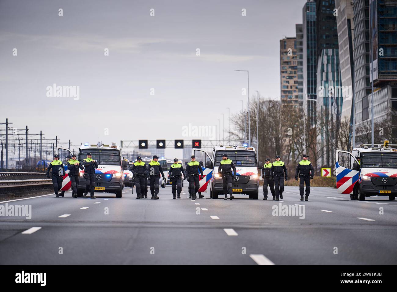 AMSTERDAM - Protesters from Extinction Rebellion during a blockade of ...