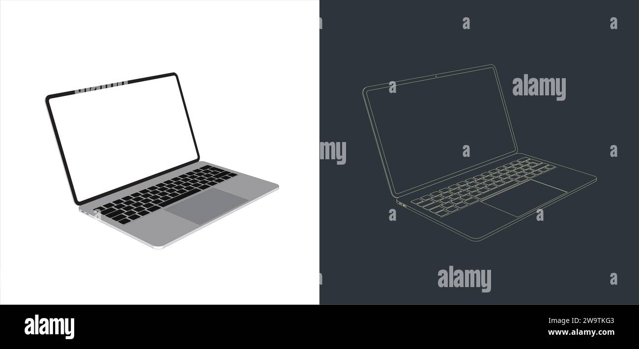 Vector modern Laptop frameless with blank screen isolated on ...