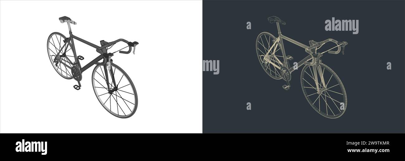 Vector Roadbike - Bicycle Technical Illustration line art on the ...