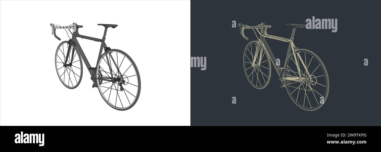 Vector Roadbike - Bicycle Technical Illustration line art on the ...