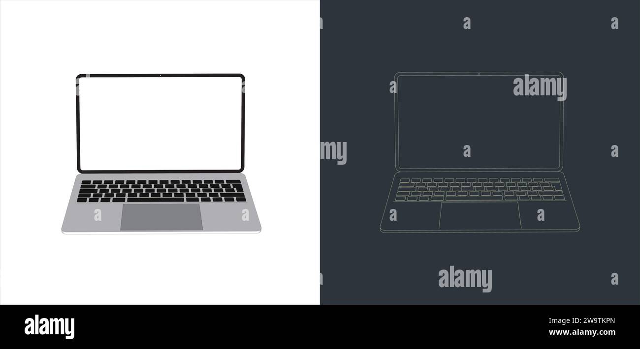 Vector modern Laptop frameless with blank screen isolated on ...