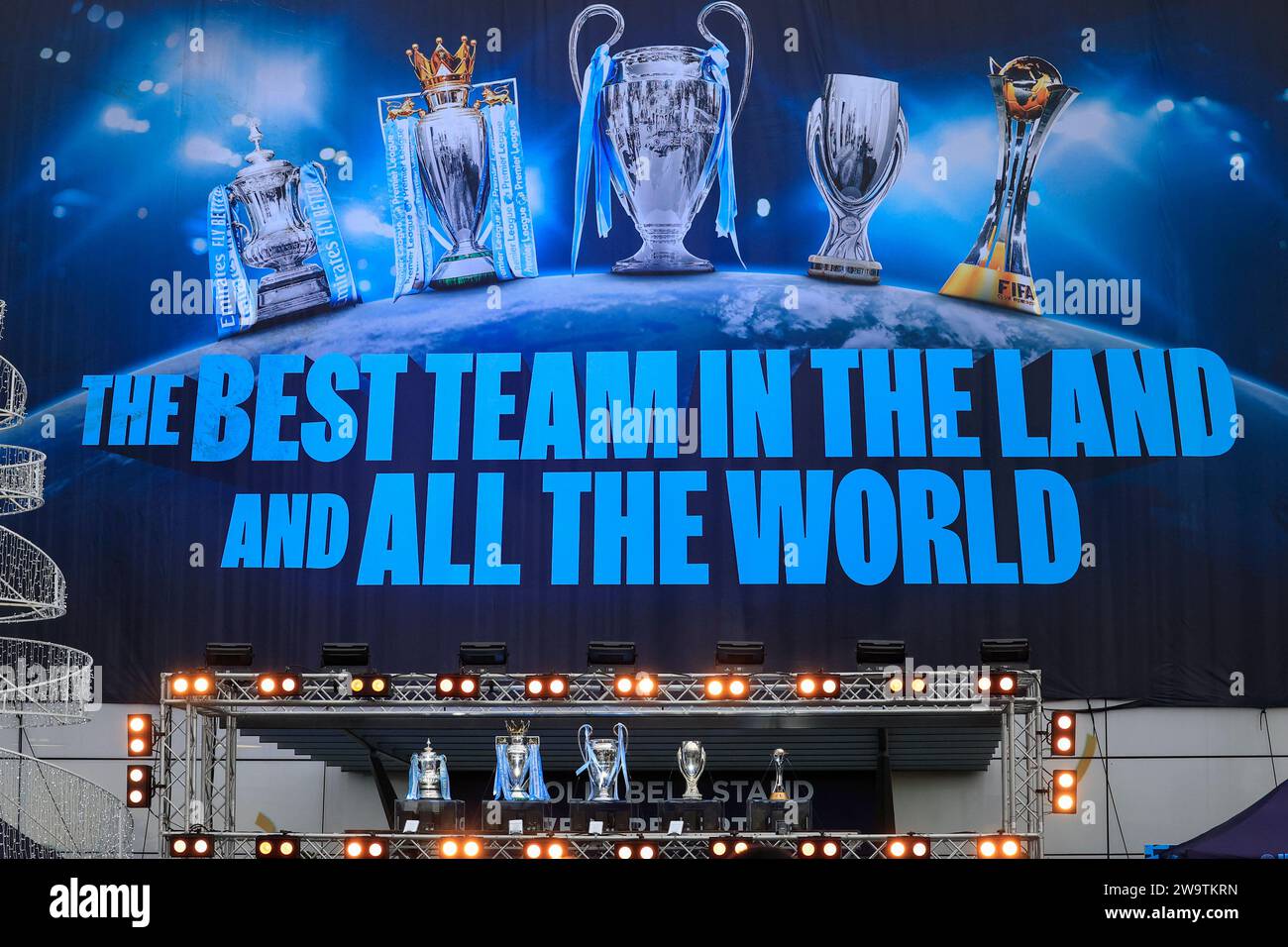 Manchester, UK. 30th Dec, 2023. Manchester City display their five ...