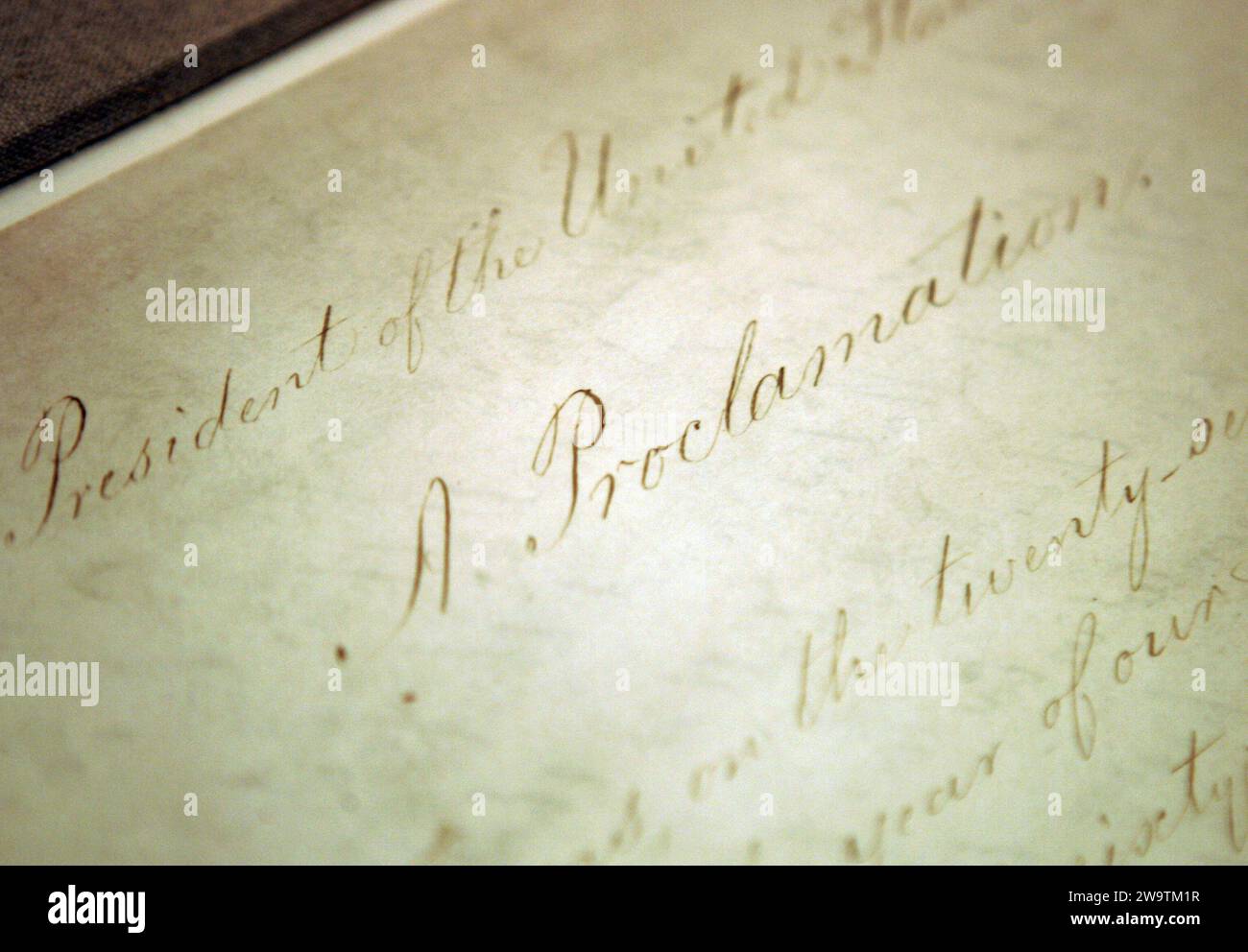 FILE - The original Emancipation Proclamation is shown on display in ...