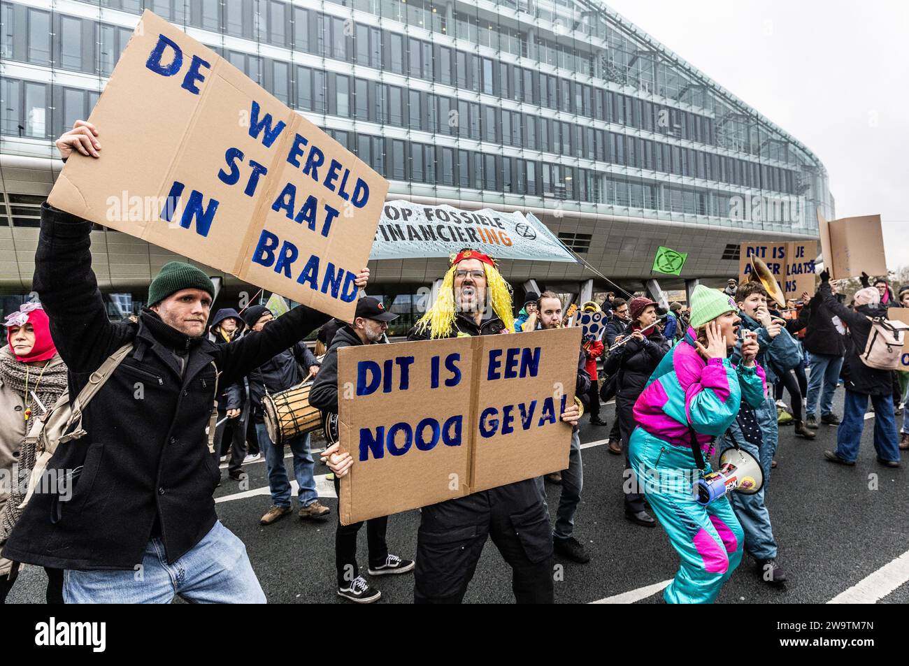 AMSTERDAM - Protesters from Extinction Rebellion during a blockade of ...