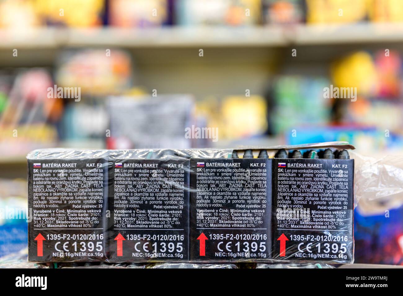 Gubin, Poland. 30th Dec, 2023. Firecrackers are on the shelves at a ...