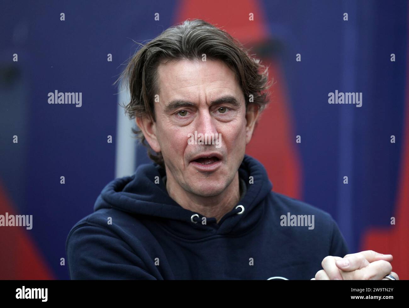 Brentford manager Thomas Frank arriving at the stadium before the ...