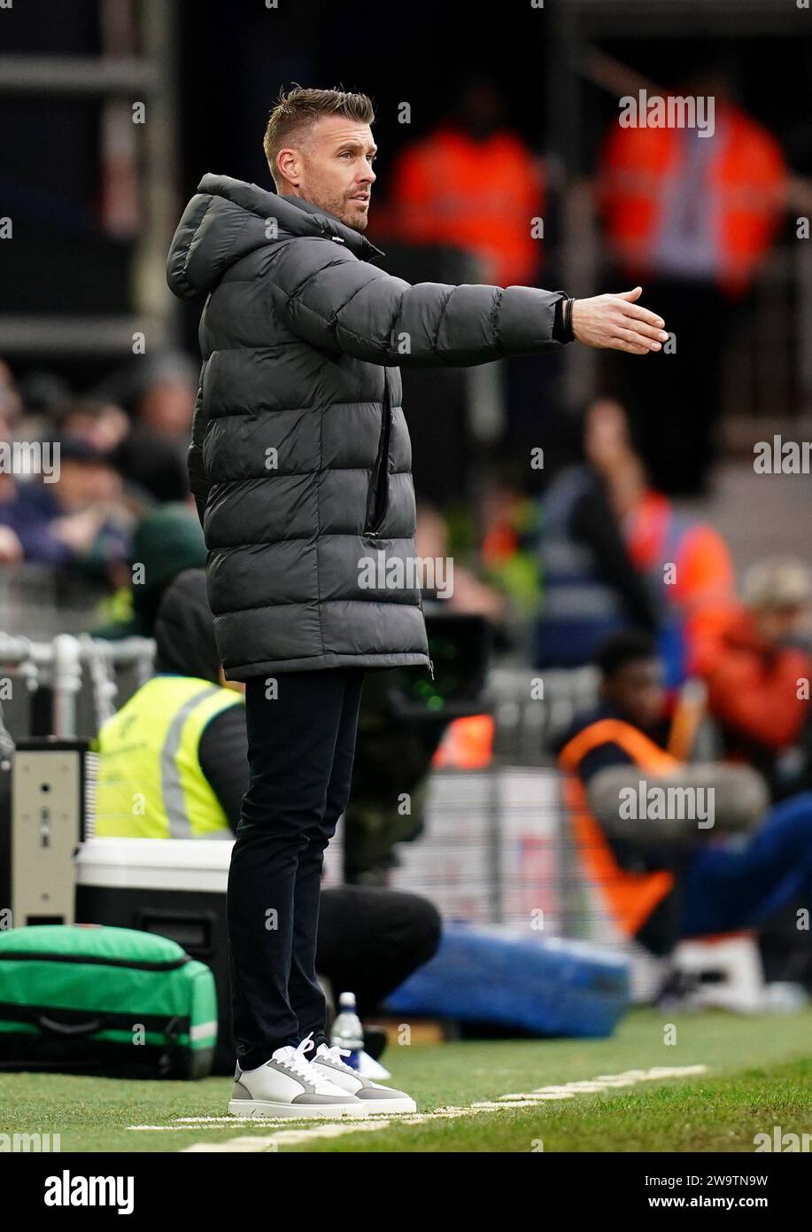 Luton Town manager Rob Edwards on the touchline during the Premier ...