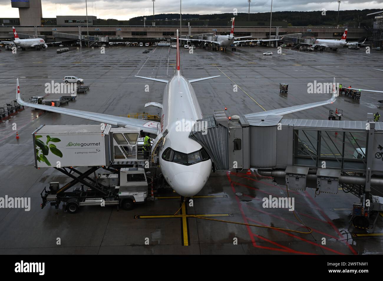 White swiss plane with pull out arm or connector for embarking of ...