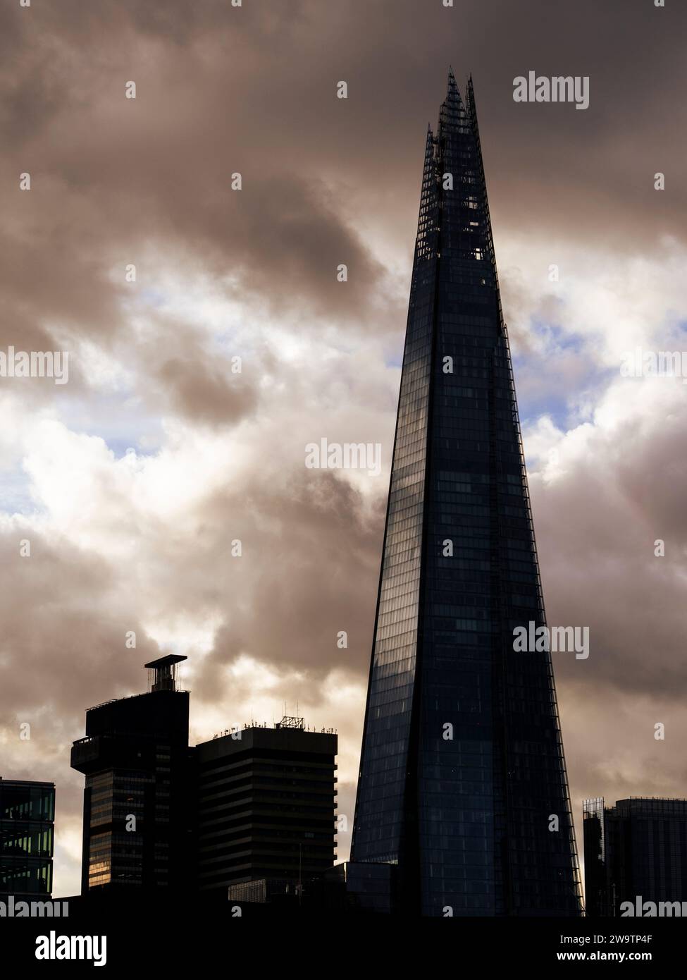 The Shard towering over South London, Dramatic Stormy Day, London ...