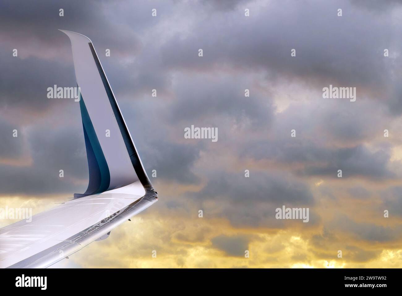 Toronto, Ontario, Canada-January 6, 2020: Winglet detail of a Westjet ...