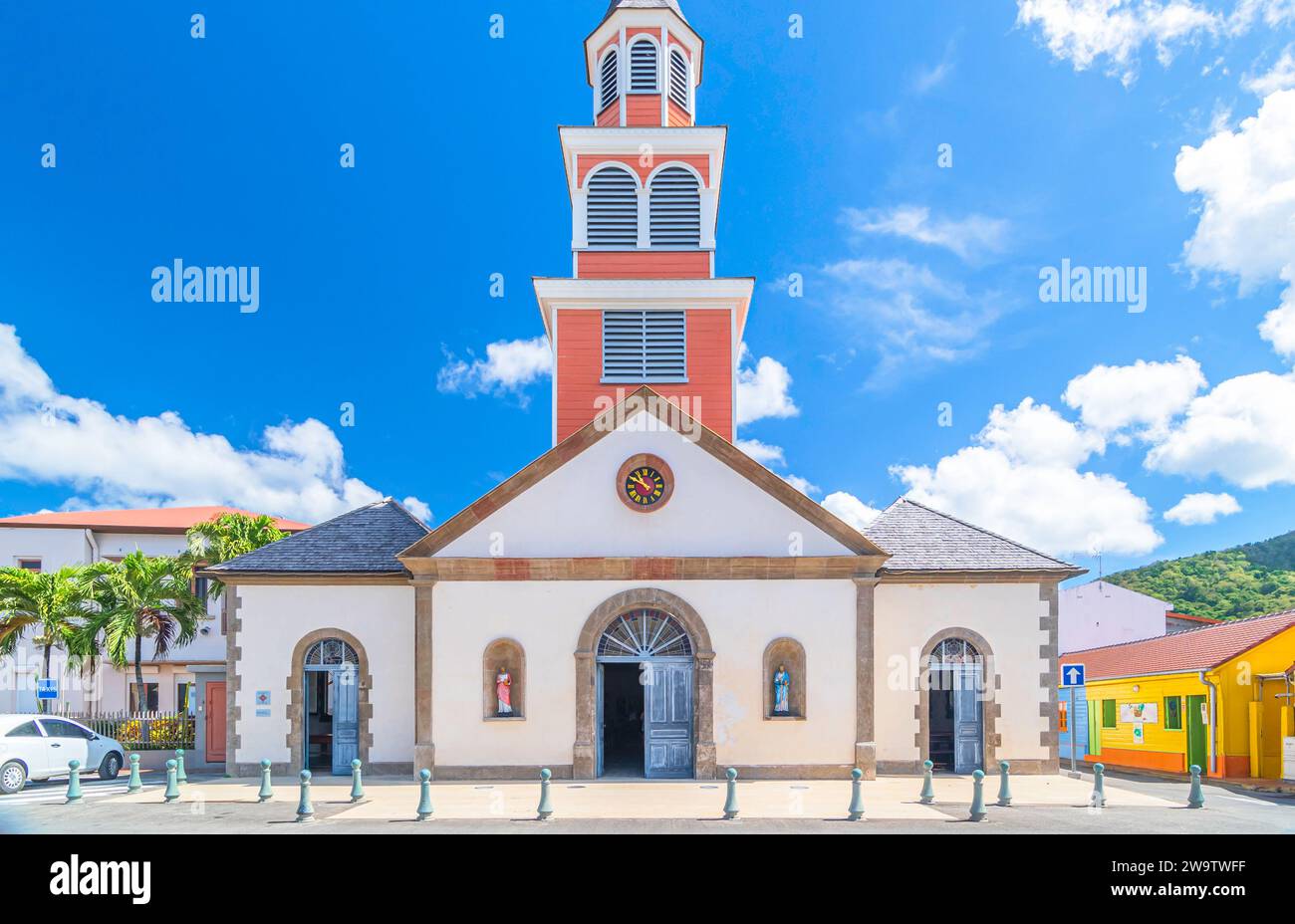 Church of the Anses d'Arlet beach in southern Martinique, French West ...