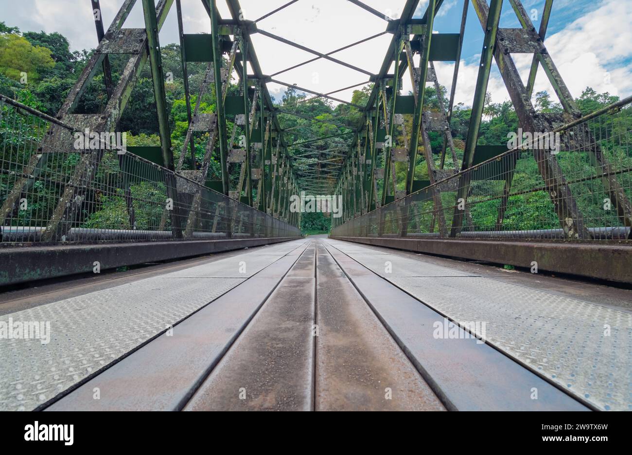 Metal suspension bridge at Grand Rivière, Martinique, French West ...