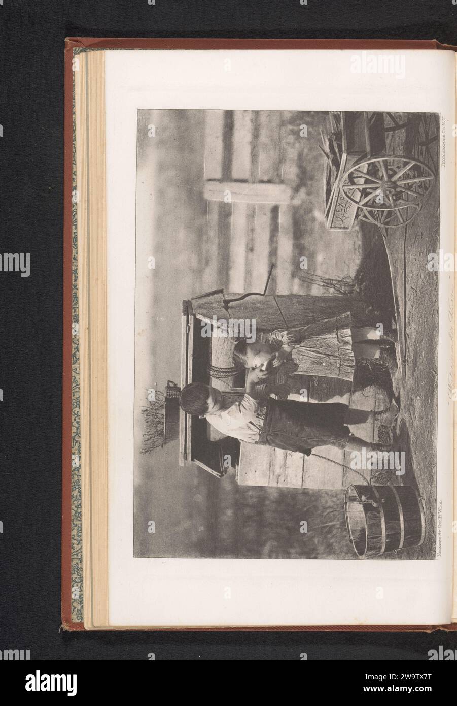Boy lets a little girl drink water at a well, Geo B. Wood, c. 1884 - in ...