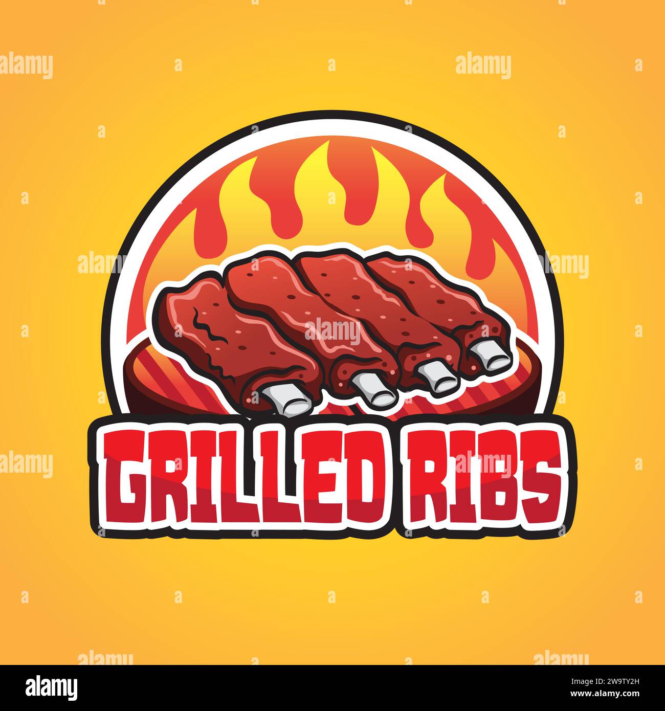 Grilled Ribs Vector Logo Design Stock Vector Image & Art - Alamy
