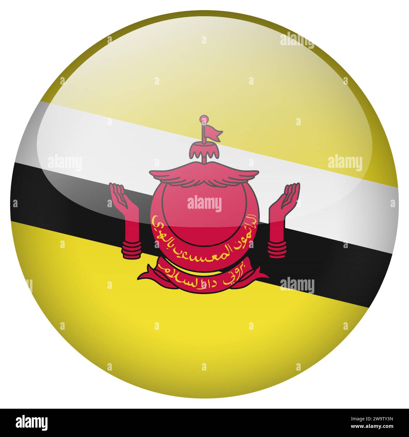 Brunei flag button. Brunei circle flag button isolated on white ...