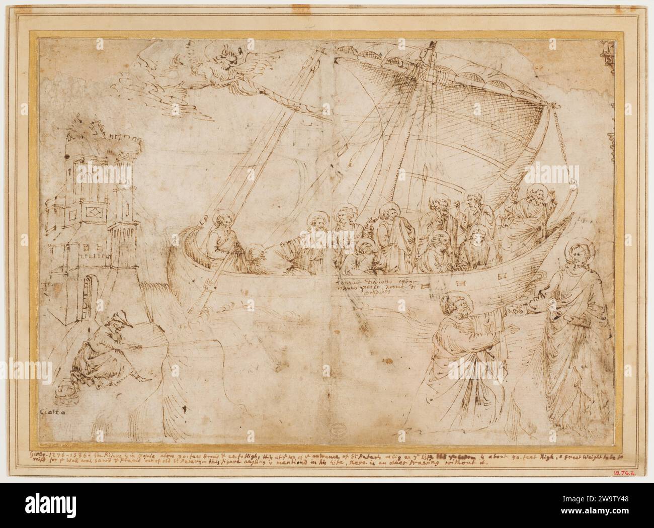 Free Copy of Giotto's "Navicella" (recto); Copy of Adam in Masaccio's ...