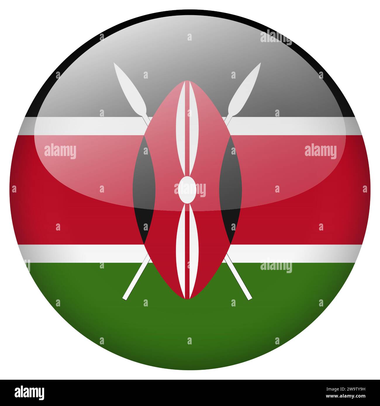 Kenya flag button. Kenya circle flag button isolated on white ...