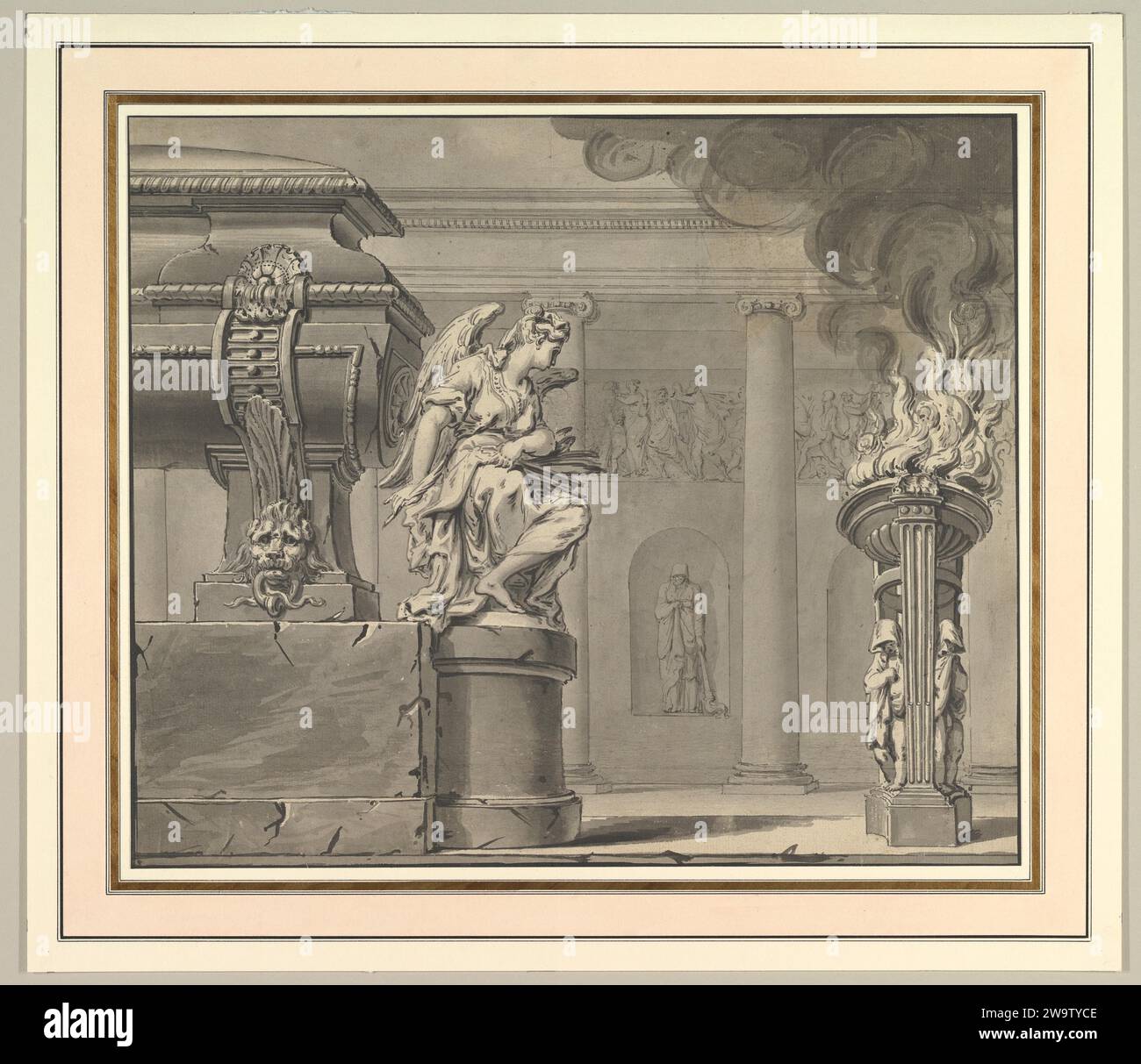 Classical Scene with a Tomb and Flaming Brazier 1968 by Gilles-Marie ...