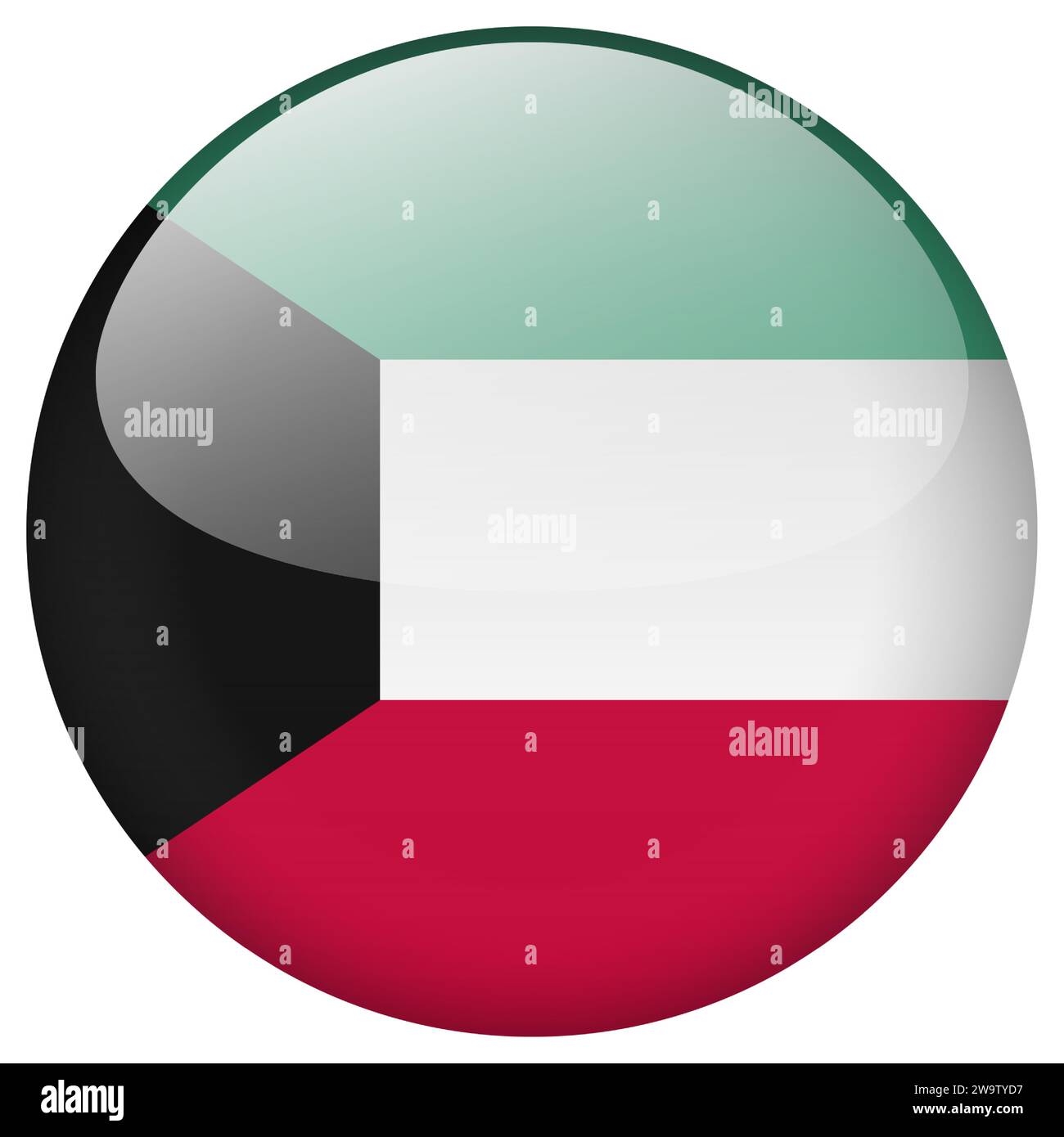Kuwait flag button. Kuwait circle flag button isolated on white ...
