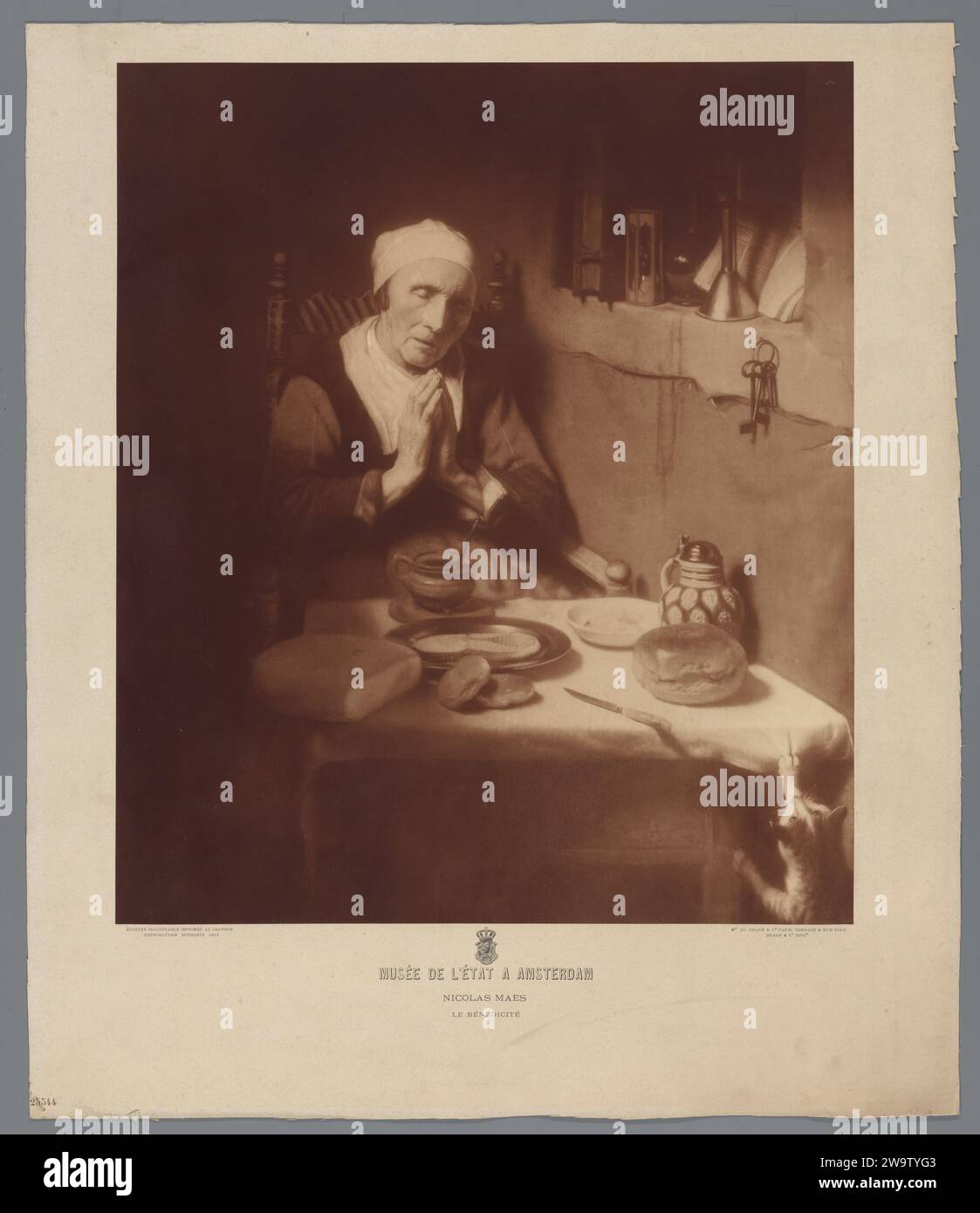 Photo production of a painting by Nicolaes Maes, 'old woman in prayer ...