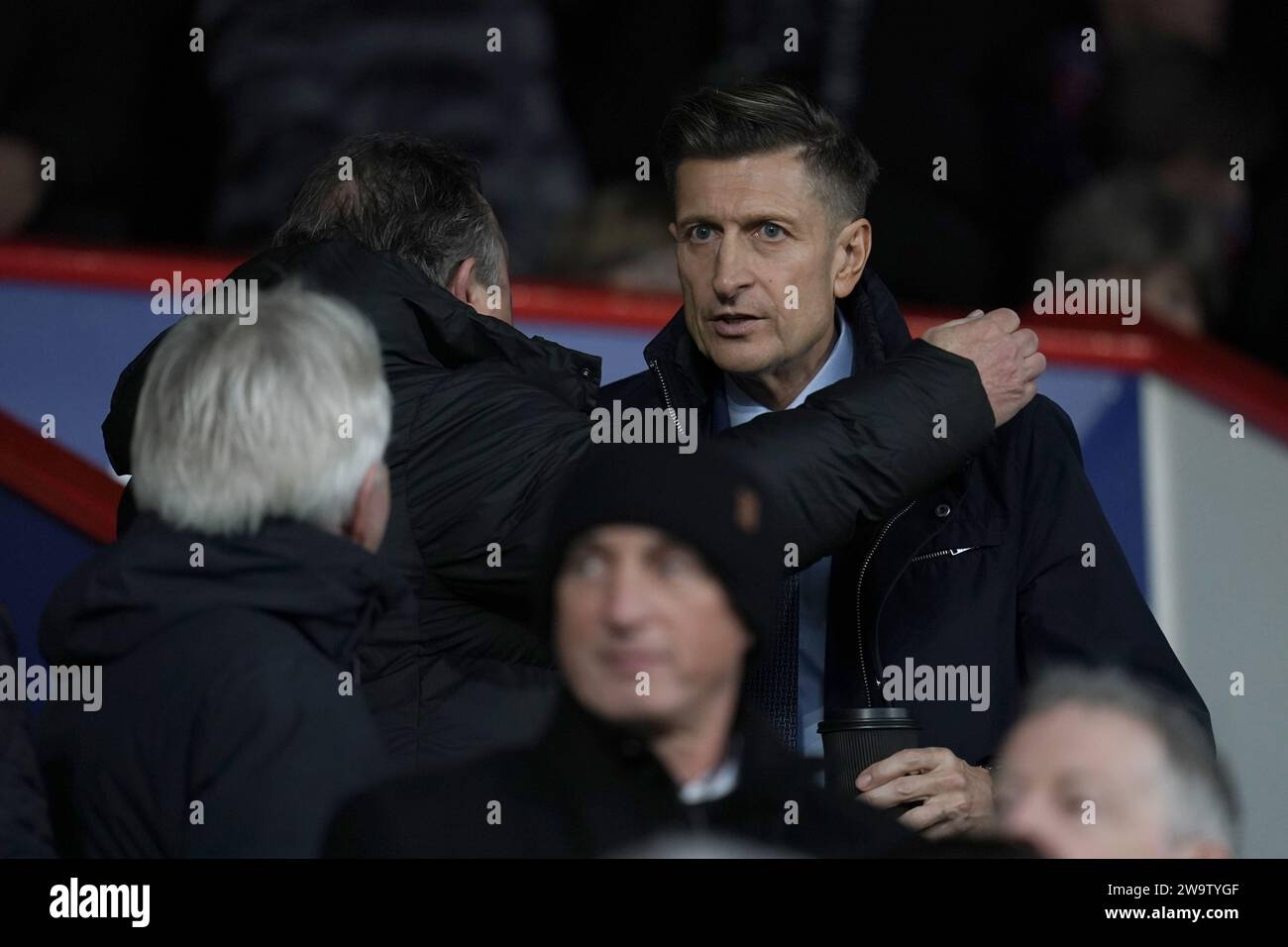 Crystal Palace chairman Steve Parish (right) in the stand during the ...