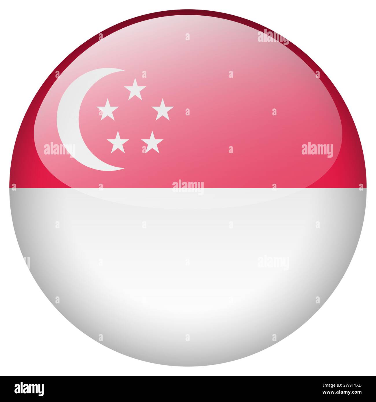 Singapore flag button. Singapore circle flag button isolated on white ...