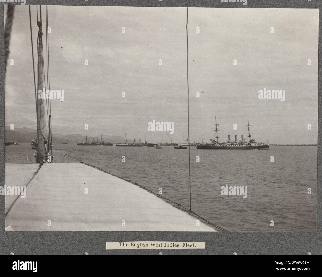 View of the British West Indian fleet in Jamaica, 1900 photograph This ...