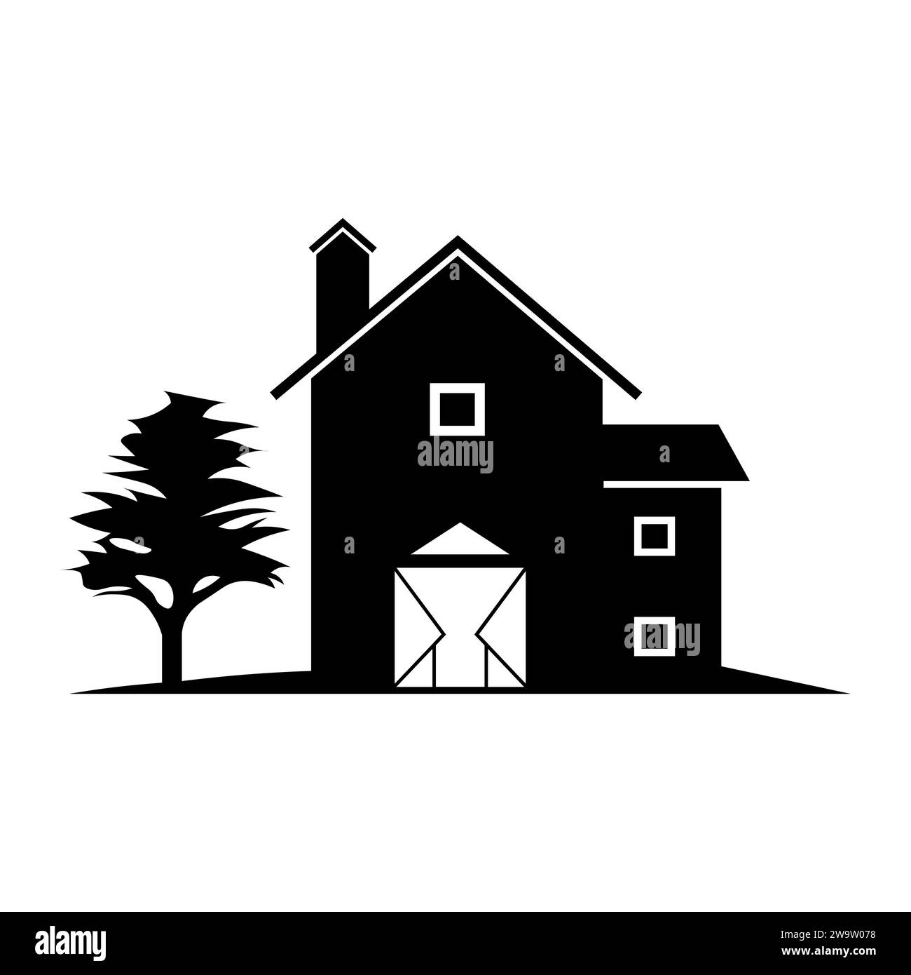 Farmhouse black vector icon on white background Stock Vector Image ...