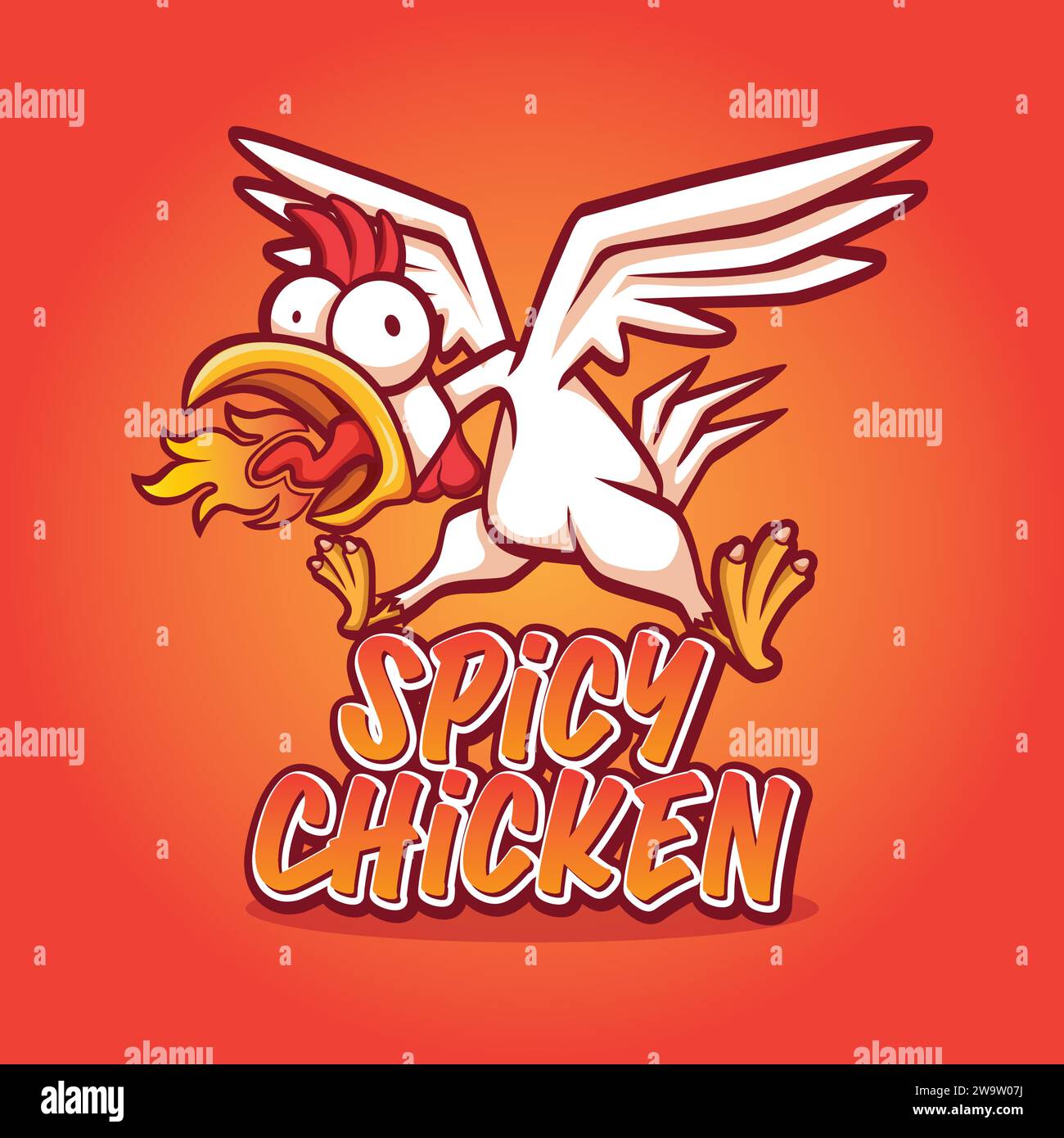 Spicy Chicken Mascot Illustration Vector Design Stock Vector Image ...